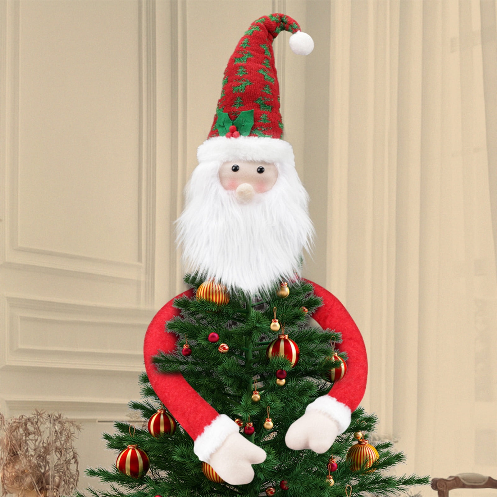 Colorful Christmas Tree Topper with Santa Claus Elves Snowman Design ...