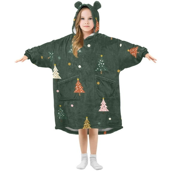 Colorful Christmas Tree with Dots Flannel Wearable Blankets Hooded ...
