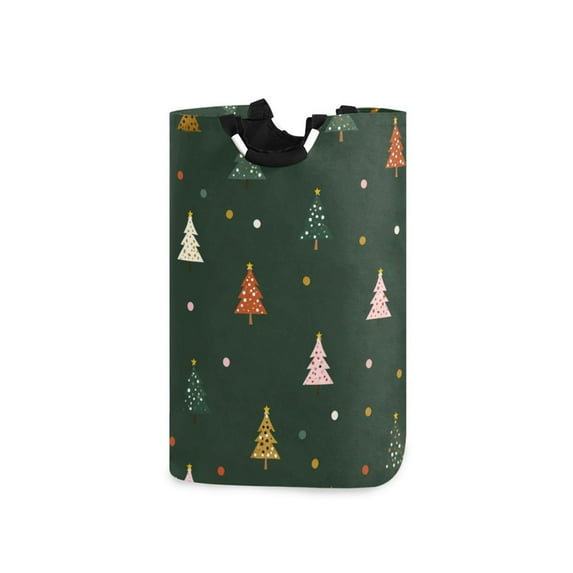 Colorful Christmas Tree with Dots Laundry Basket with Handles Foldable ...