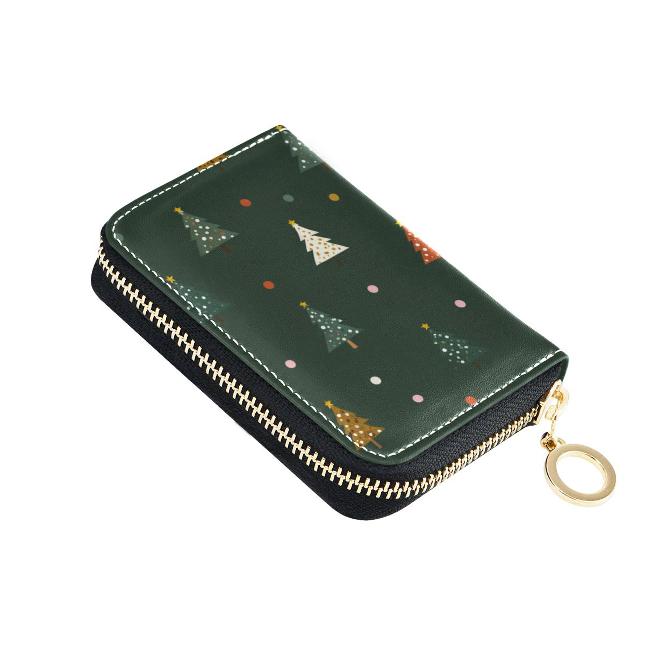 Colorful Christmas Tree with Dots Women's Credit Card Holder PU Leather ...