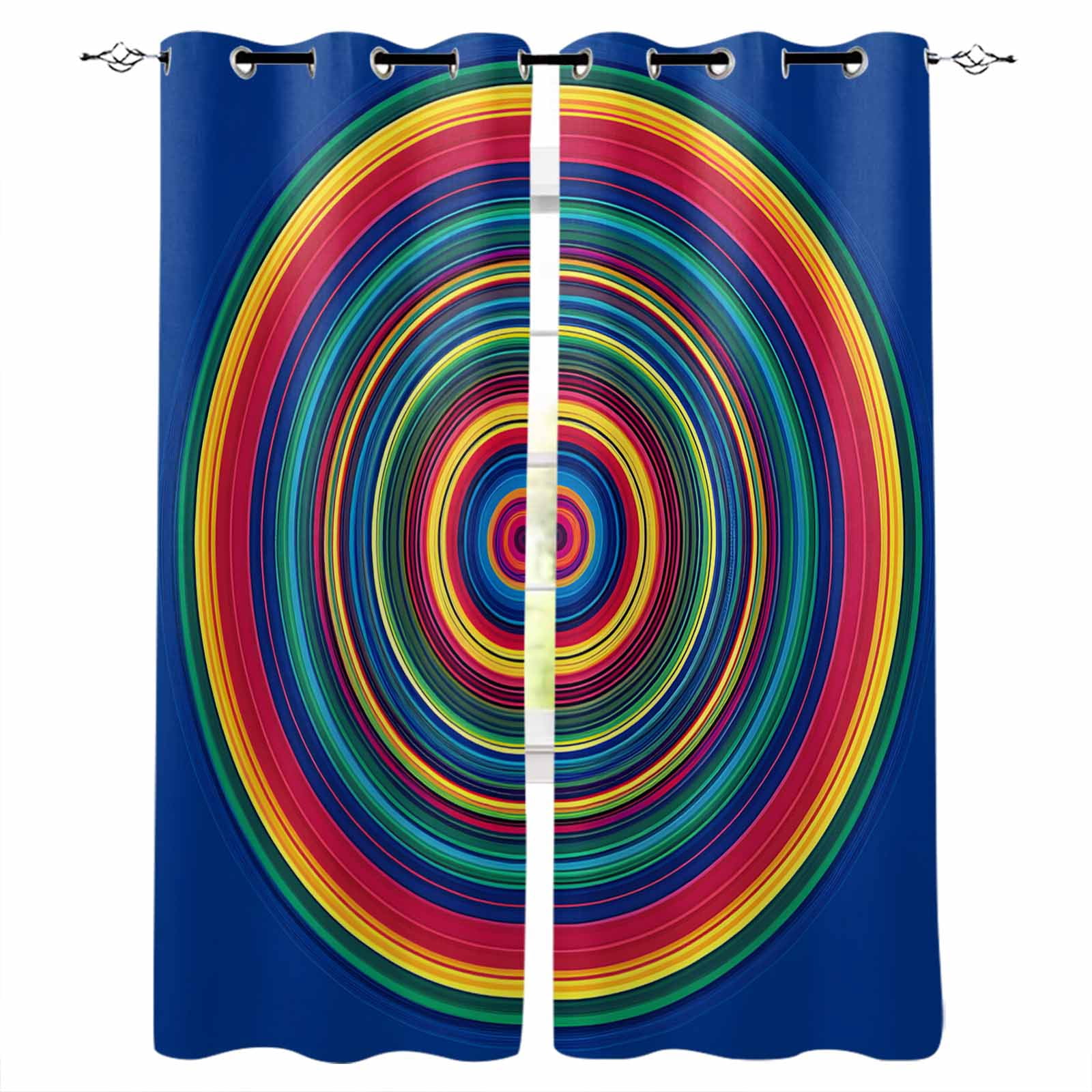 Colorful Circle Blackout Curtains for Bedroom/Living Room, Thermal ...