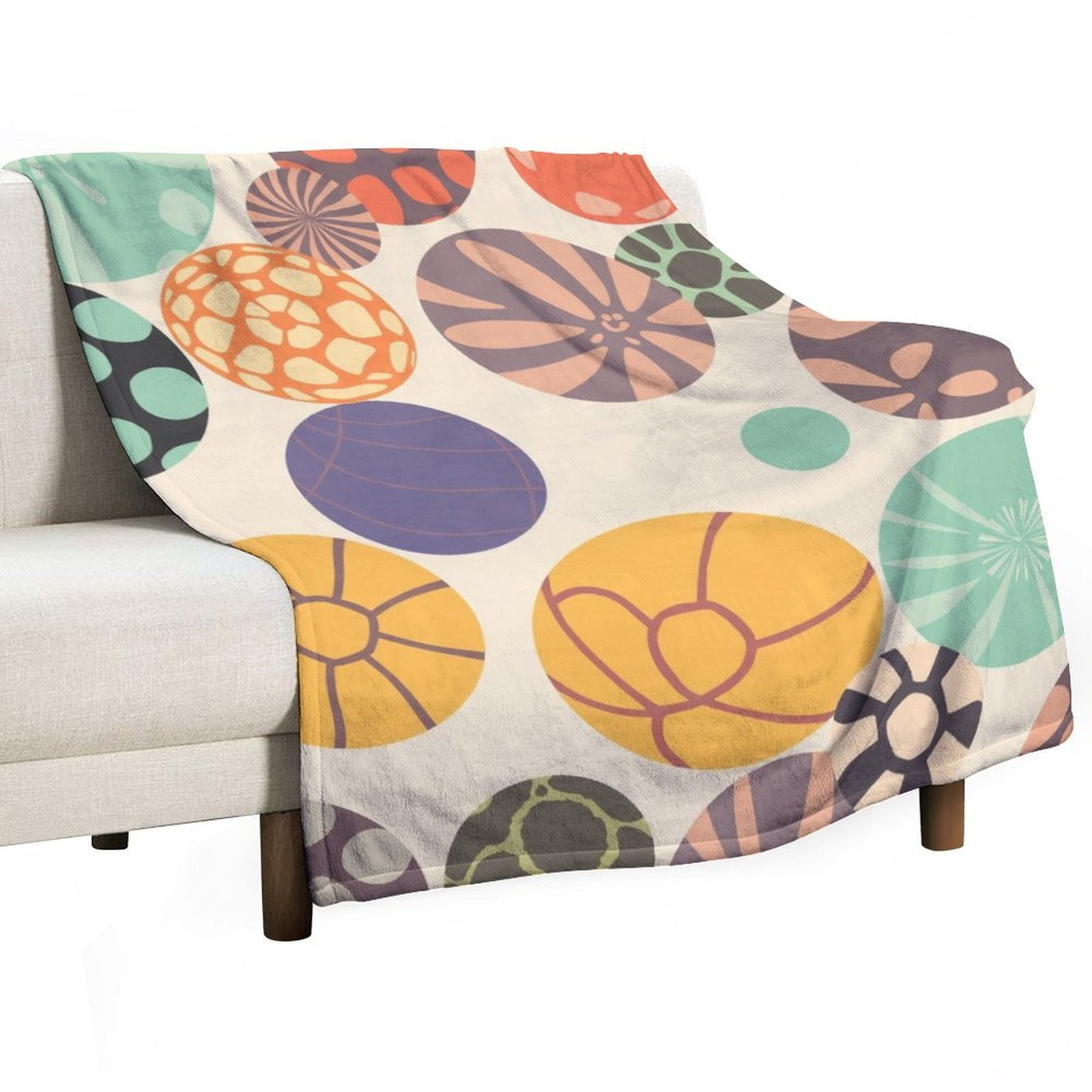 Colorful Circle Pattern Soft Flannel Blanket for Beds Bedroom Sofa ...