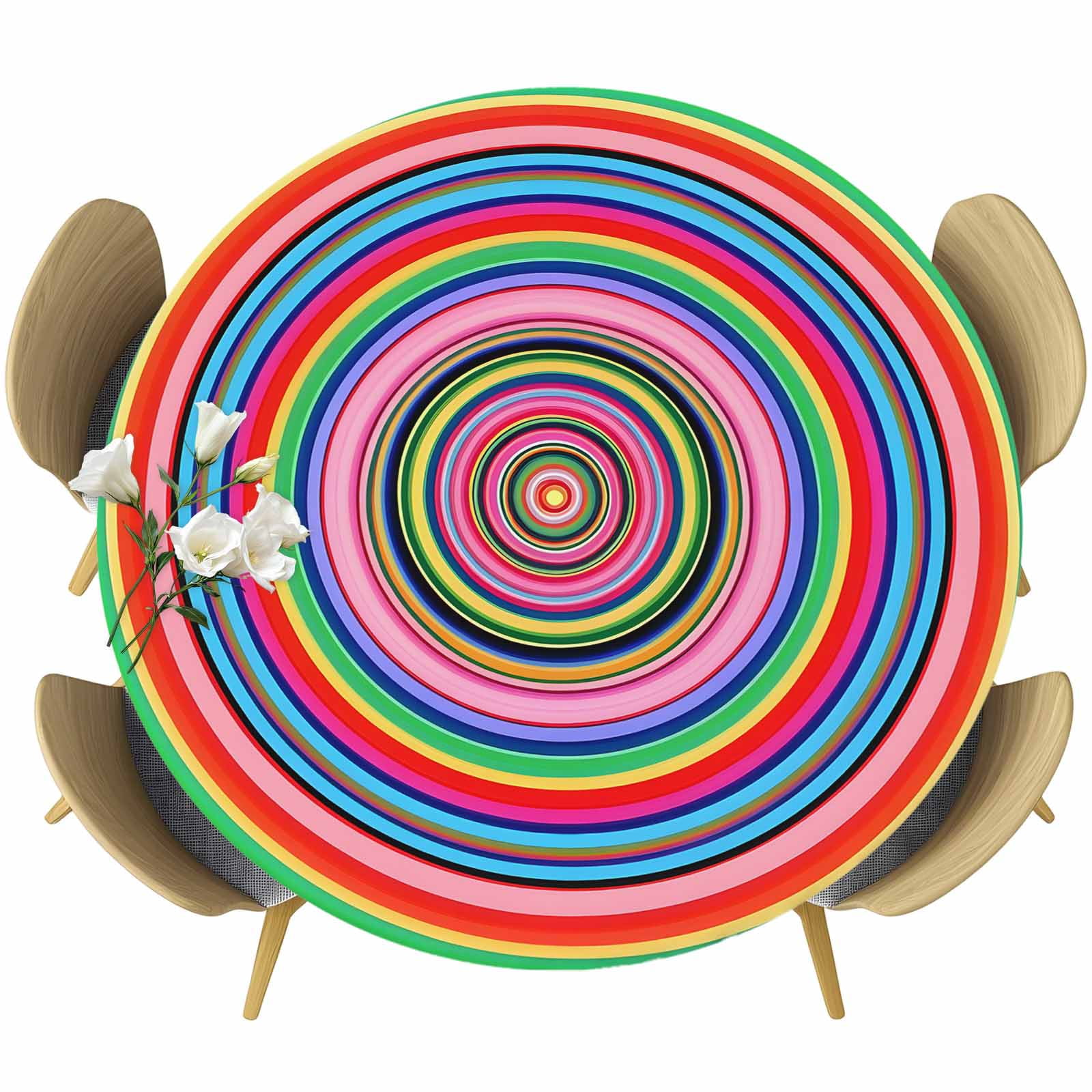 Colorful Circle Round Tablecloth 55-60 Inch Round Fitted Table Cloth ...