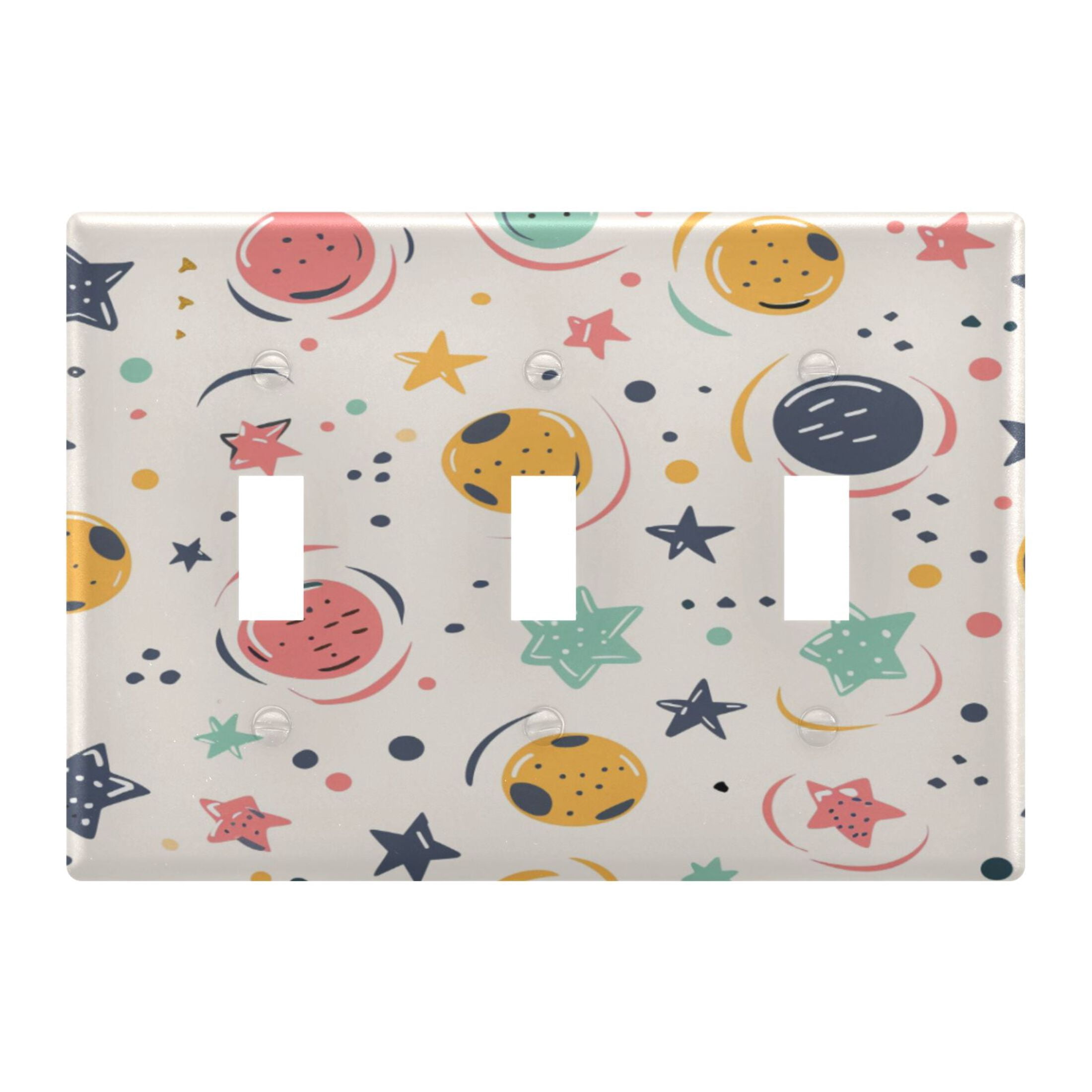 Colorful Circle Stars Dots Light Switch Cover Electrical Outlet Cover ...