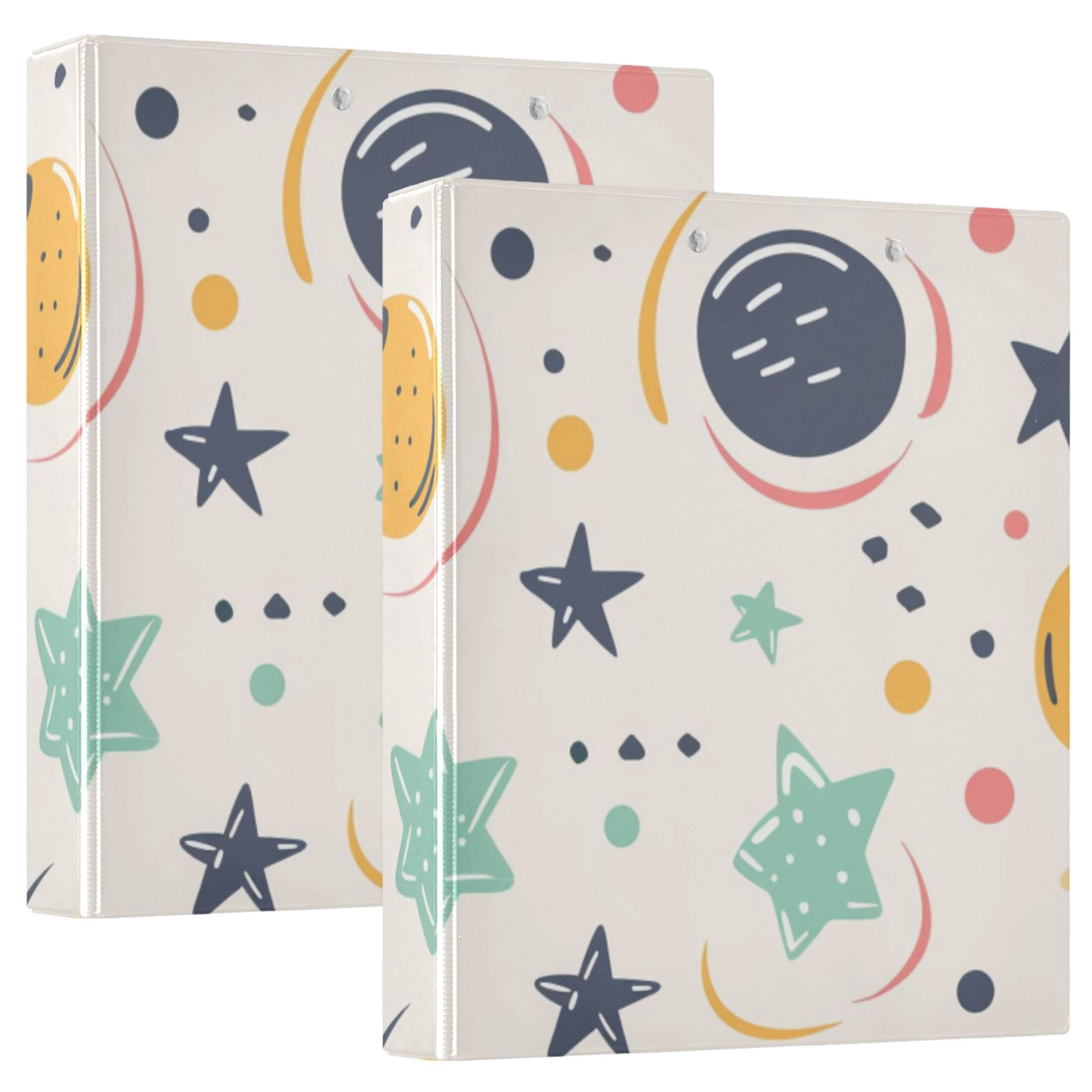 Colorful Circle Stars Dots Round Ring Binder 3 Rings 1.5" Capacity File ...