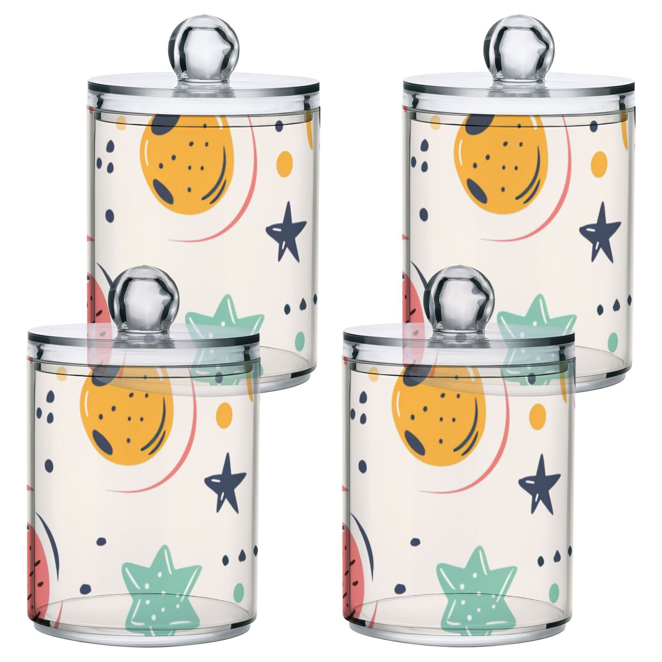 Colorful Circle Stars Dots Translucent Plastic Cans Storage Canisters ...