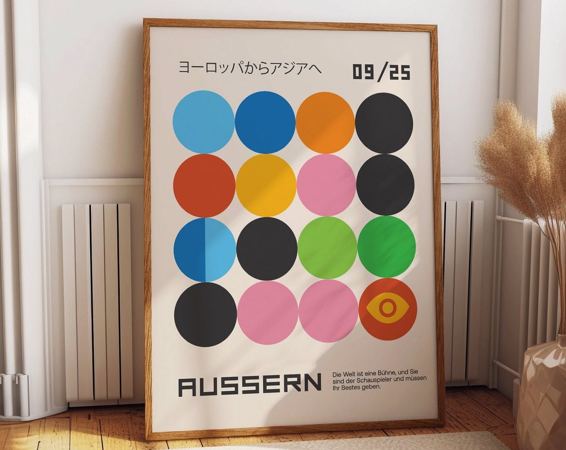 Colorful Circles Abstract Geometric Wall Poster - Boho Home Office Wall ...