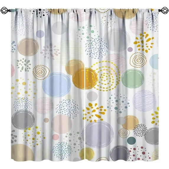 Colorful Circles Curtains, Kids Modern Polka Dot Firework Boho Abstract ...