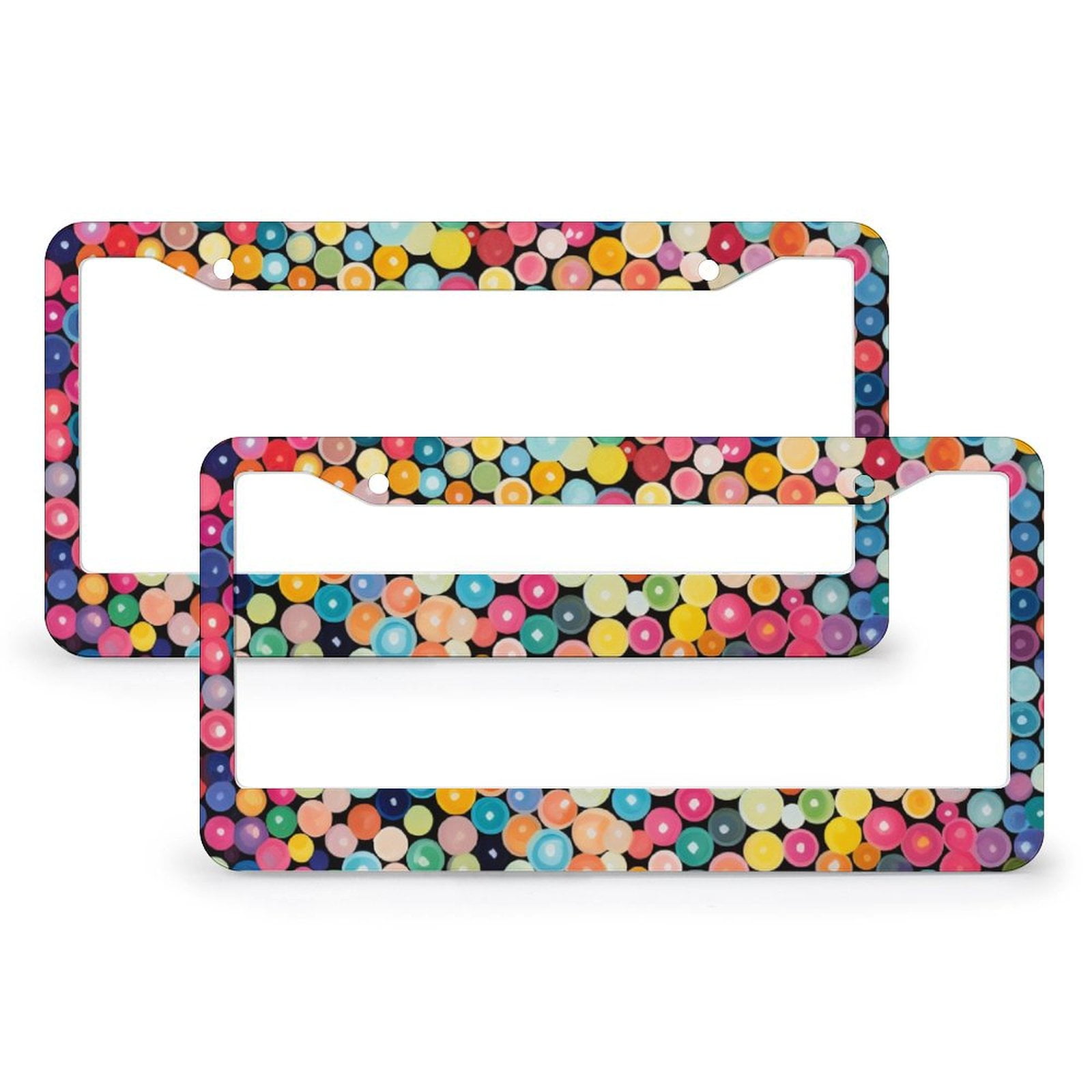 Colorful Circles in A Grid License Plate Frame 2 Pcs Set Watercolor ...
