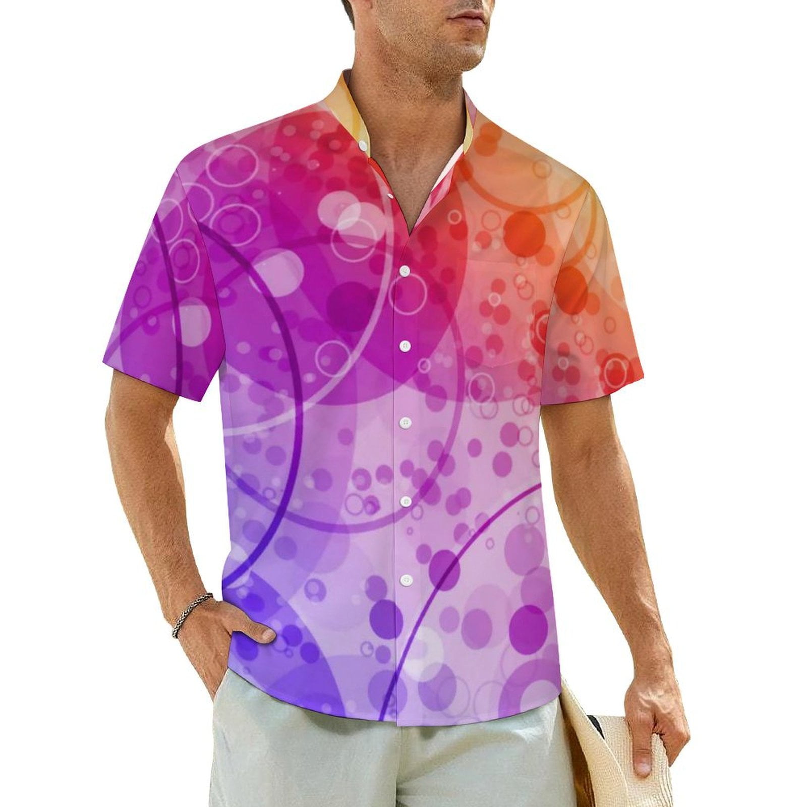 Colorful Circles Hawaiian Shirt For Men Beach Retro Psychedelic 60s ...