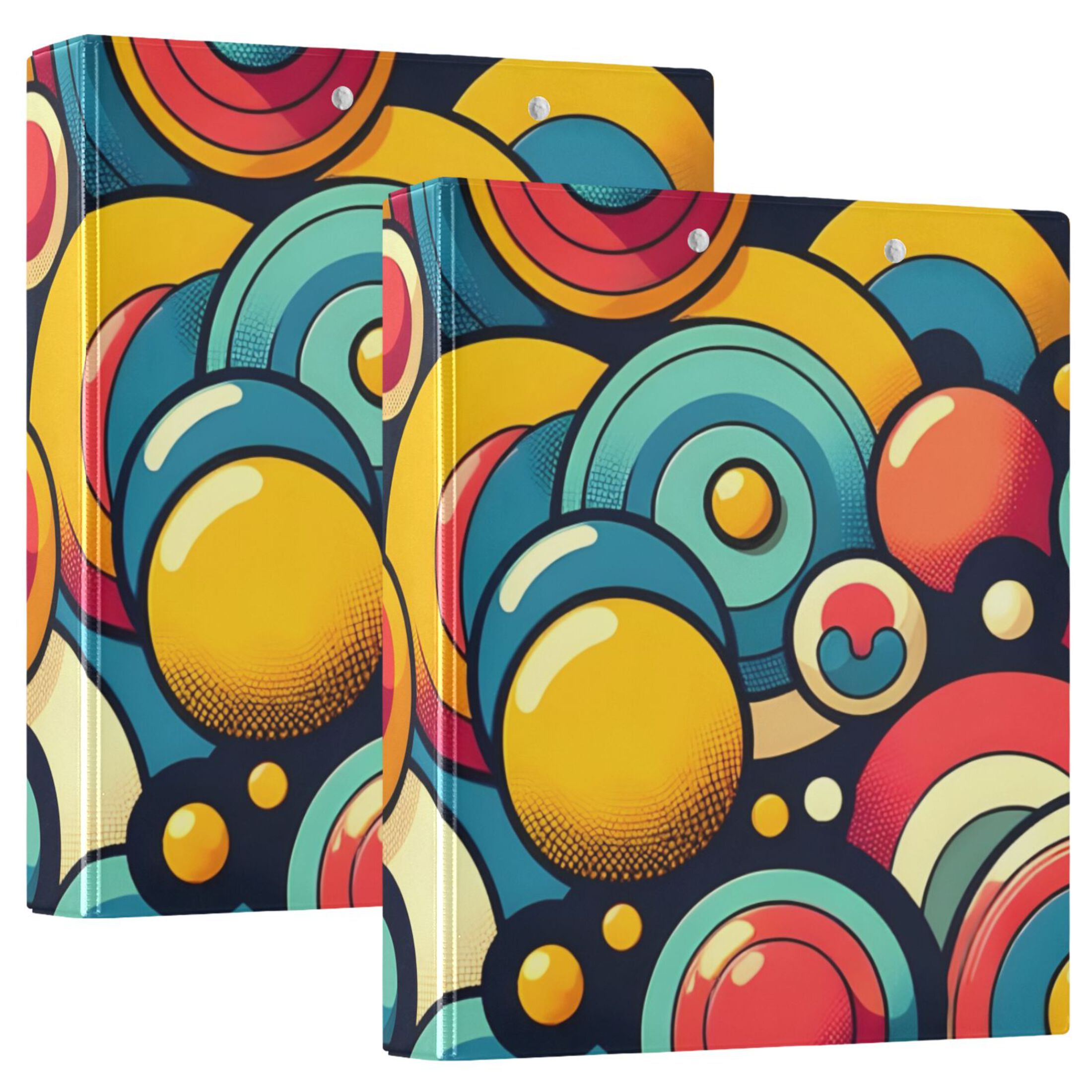Colorful Circles and Ball 3 Ring Hardcover Binders 1.5" Round Rings for ...