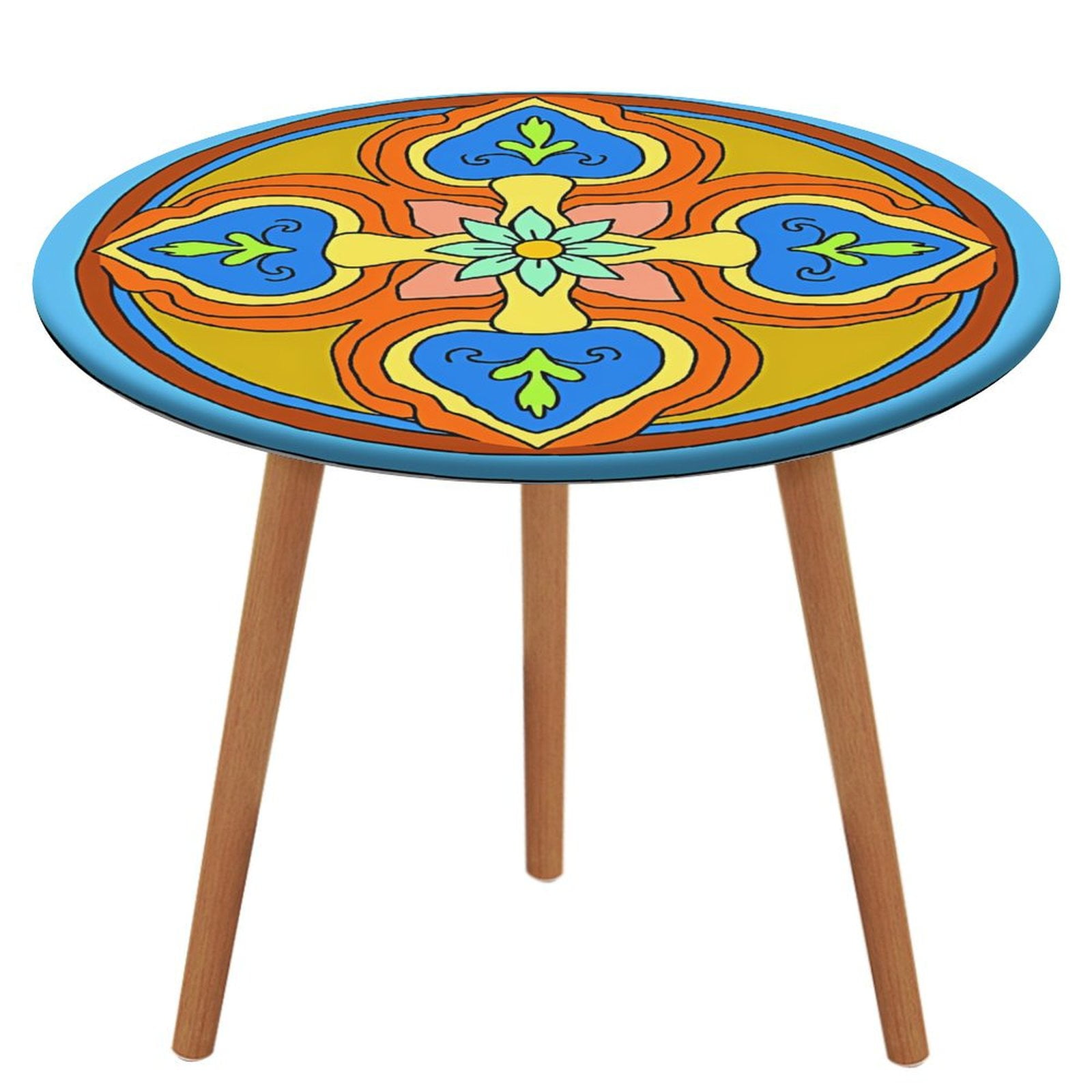 A Colorful Circular Design with A Flower in The Center_01 Pattern Round ...