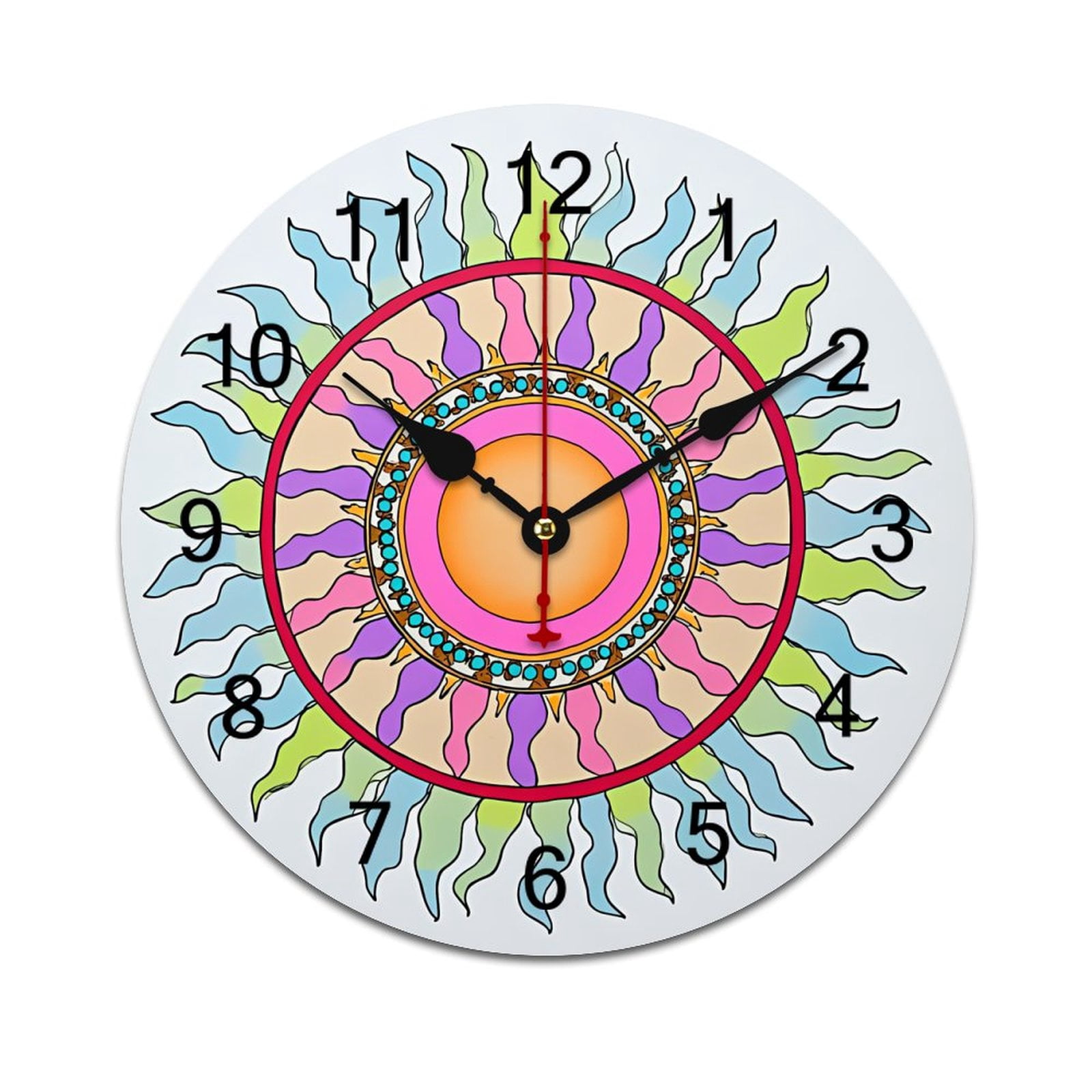 A Colorful Circular Mandala Design with A Bright Orange Center ...