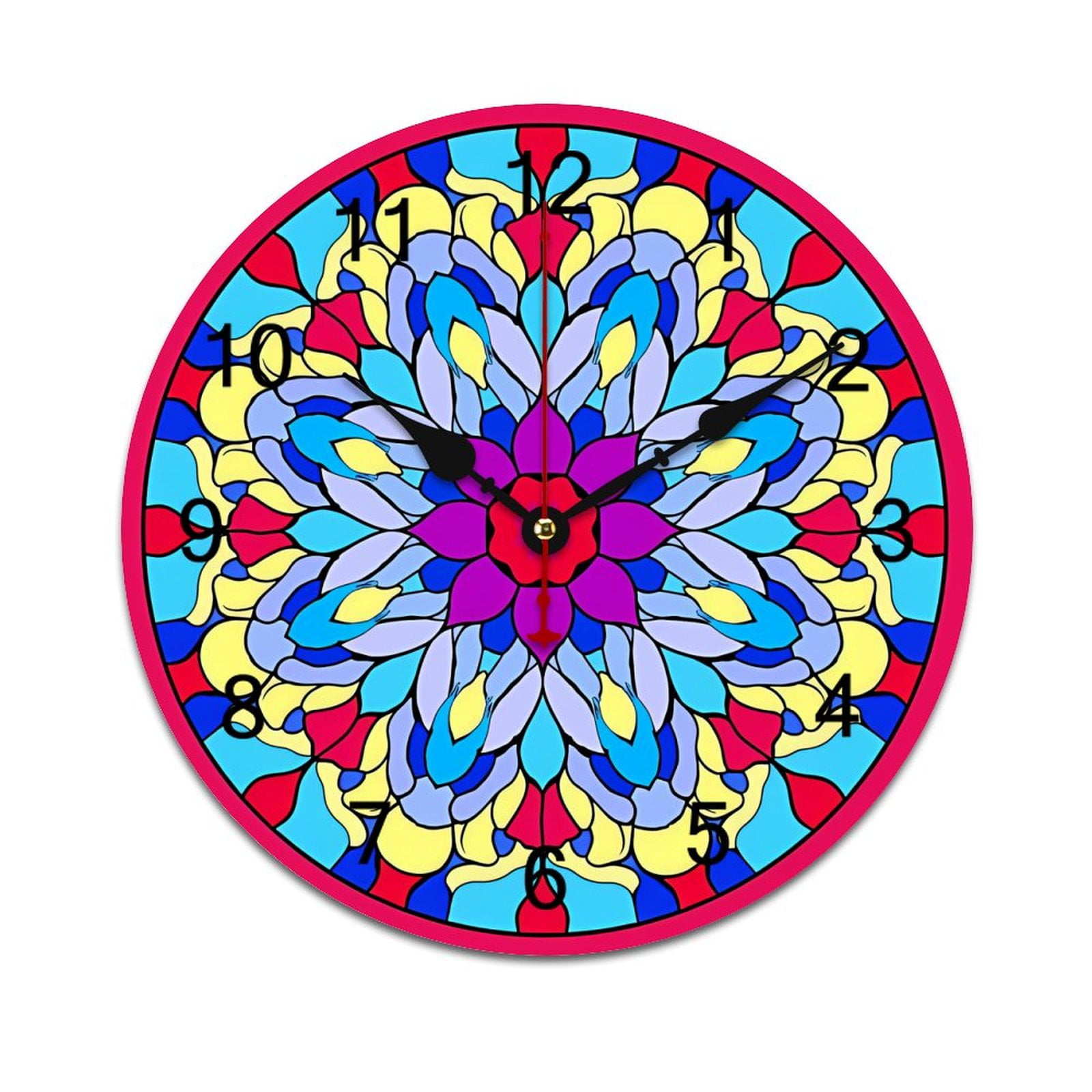 A Colorful Circular Stained Glass Mandala Design on A Bright Red ...