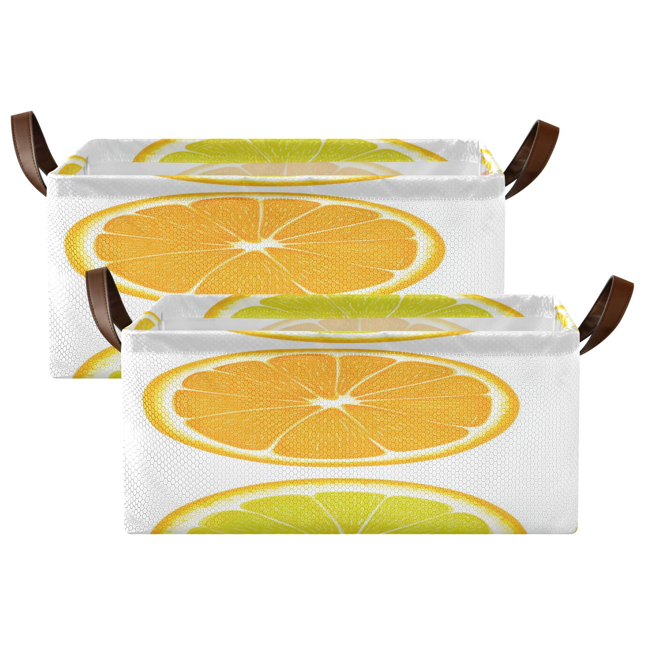 Colorful Citrus Fruit Slices Shelf Baskets Set of 2 Foldable Metal ...
