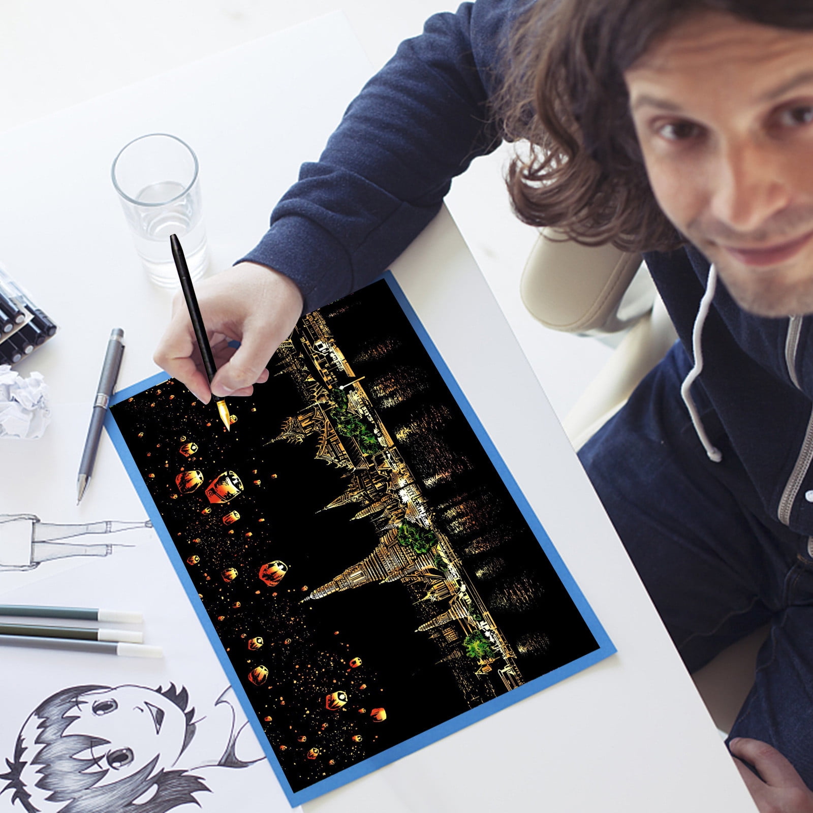 Colorful City Series City Night Scene Scratch Paintings Scenery Around ...