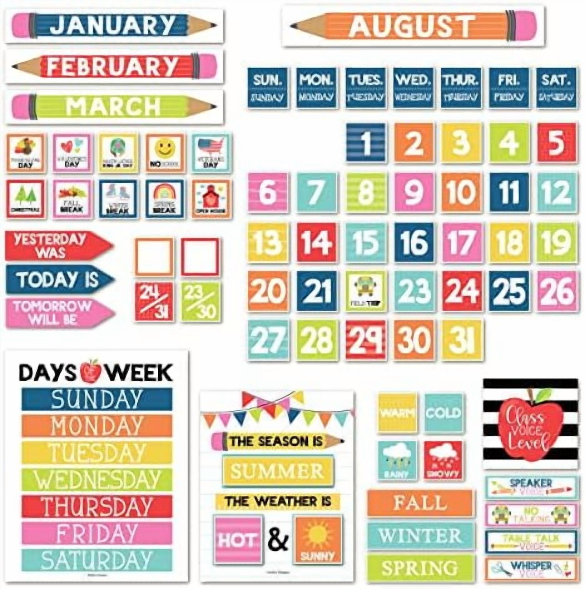 Colorful Classroom Calendar Set Bulletin Board Sets For Teachers ...