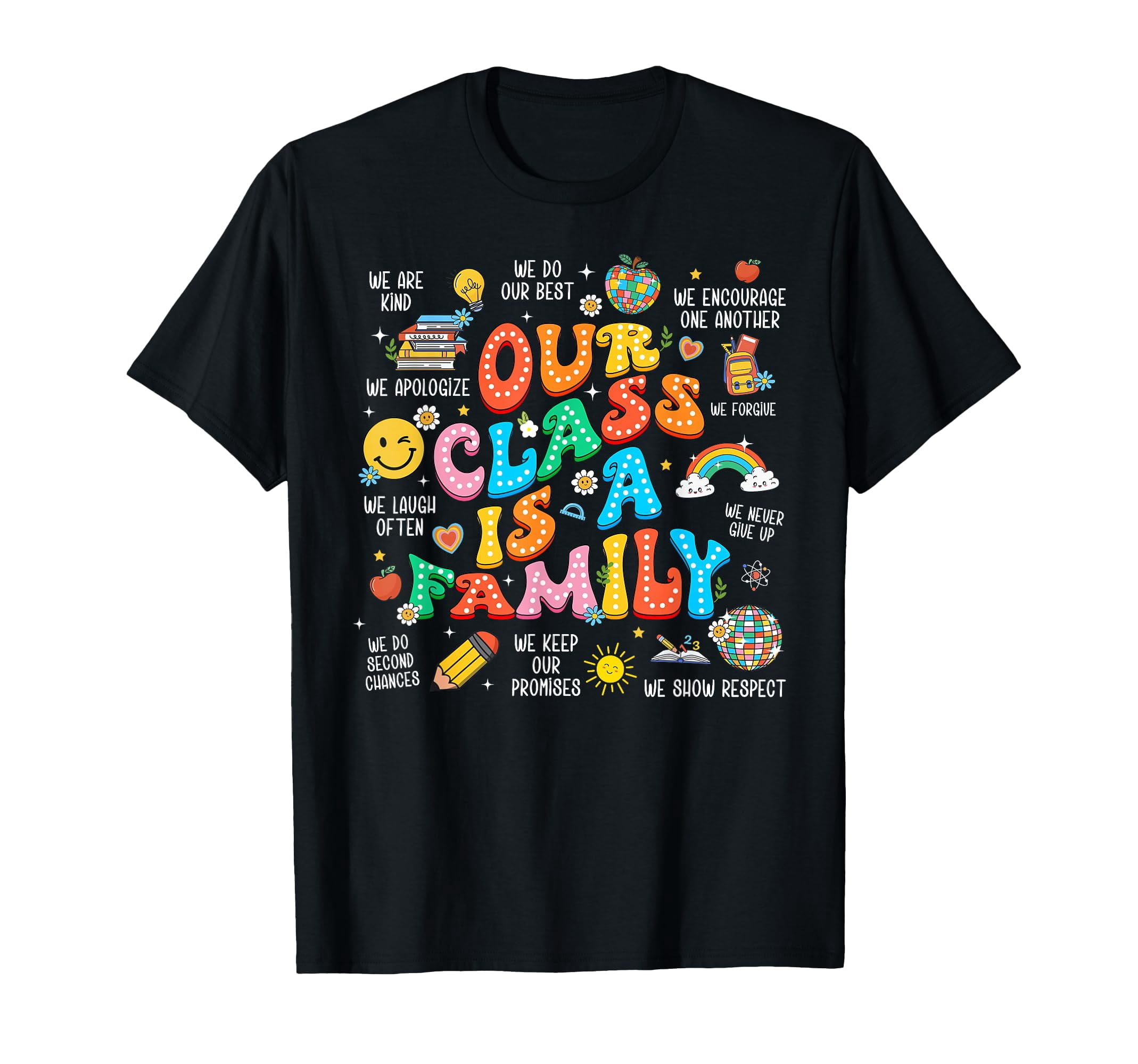 Colorful Classroom Values T-Shirt for Teacher Appreciation and Back To ...