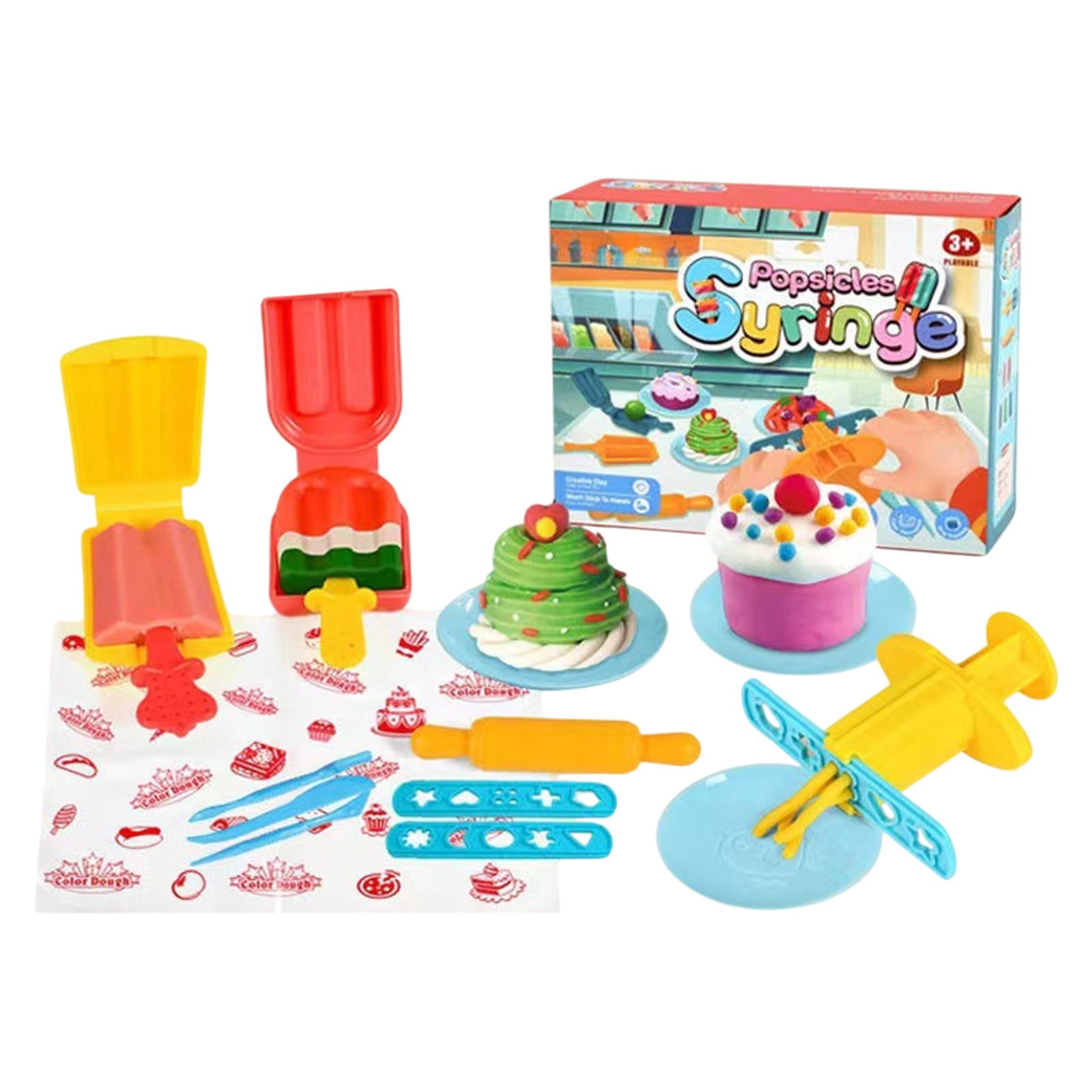 Colorful Clay DIY Food Molds Set Pizza Burger Ice Cream Shapes Modeling ...