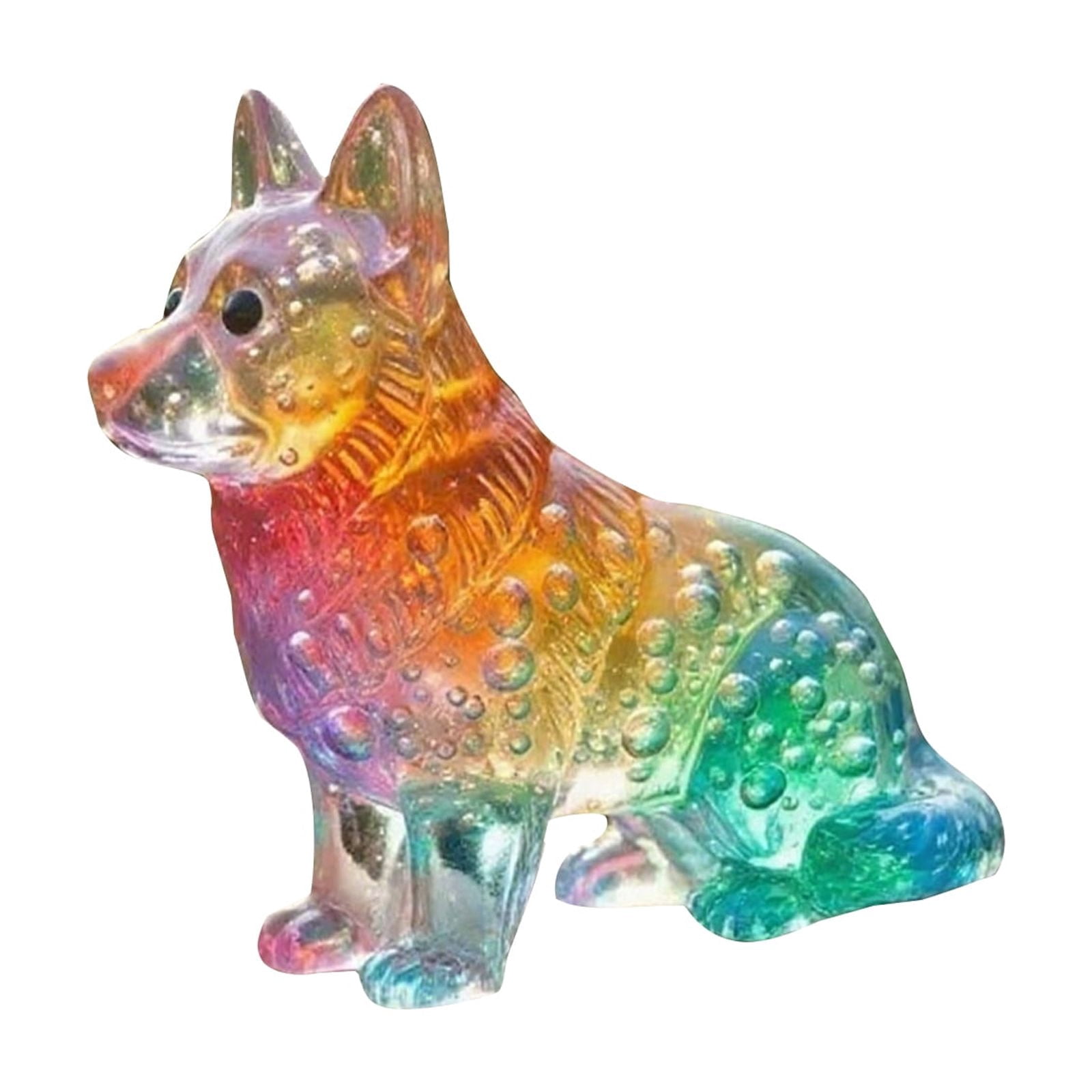 Colorful Clear Glass Puppy Figurine, Dog Ornament With Gradient Effect ...