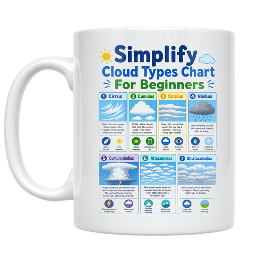 Colorful Cloud Types Reference Chart - Weather Enthusiast - 11 oz ...