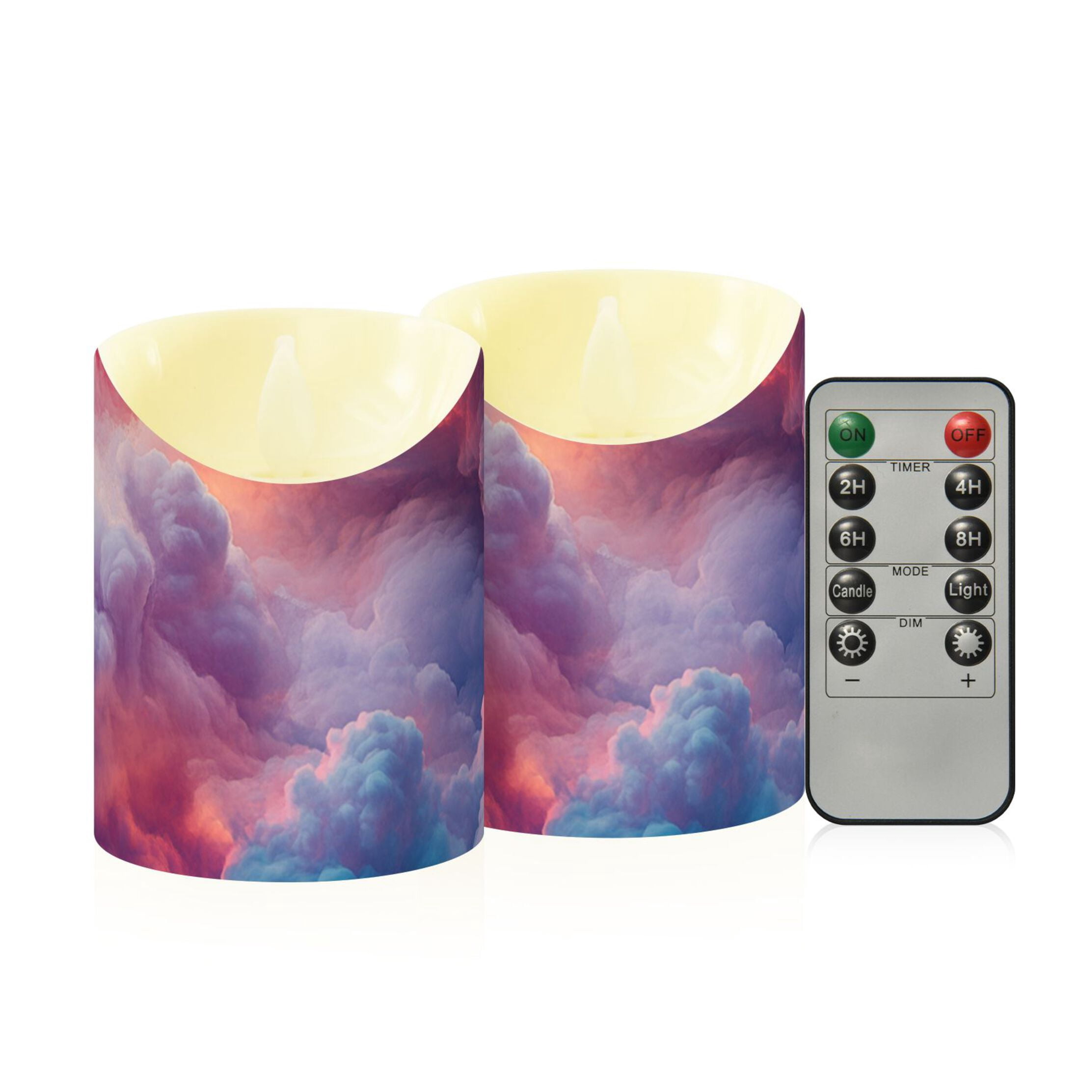 Colorful Clouds Dreamy Colors Flickering Flameless Candles with Remote ...