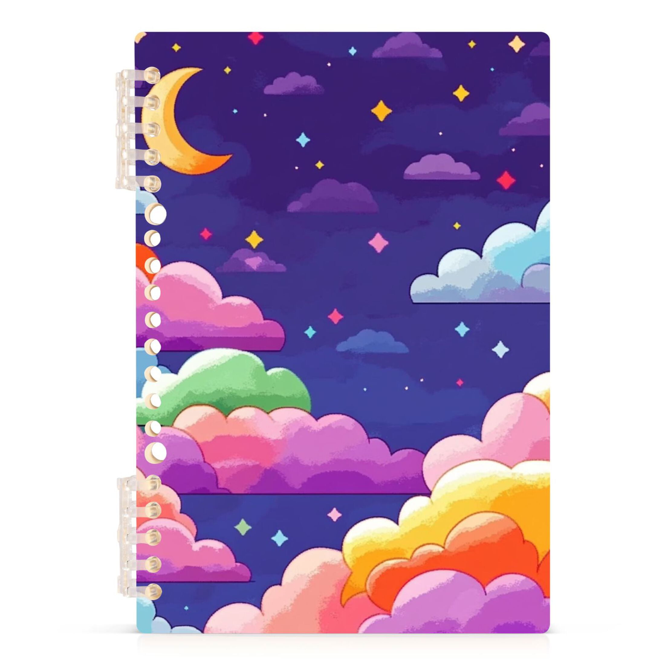 Colorful Clouds and Moon Lined Spiral Journal Notebook 60 Pages A5 ...