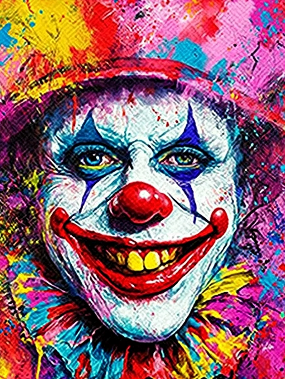 Colorful Clown Abstract Canvas Painting，Suitable for Living Room ...