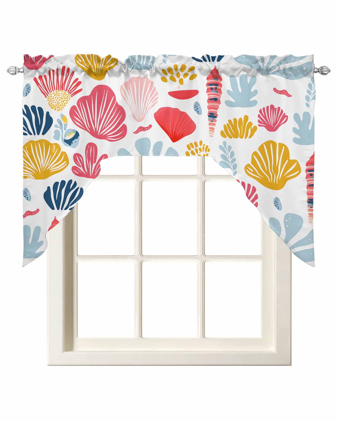 Colorful Coastal Shells Kitchen Curtains Swag Valance for Windows ...