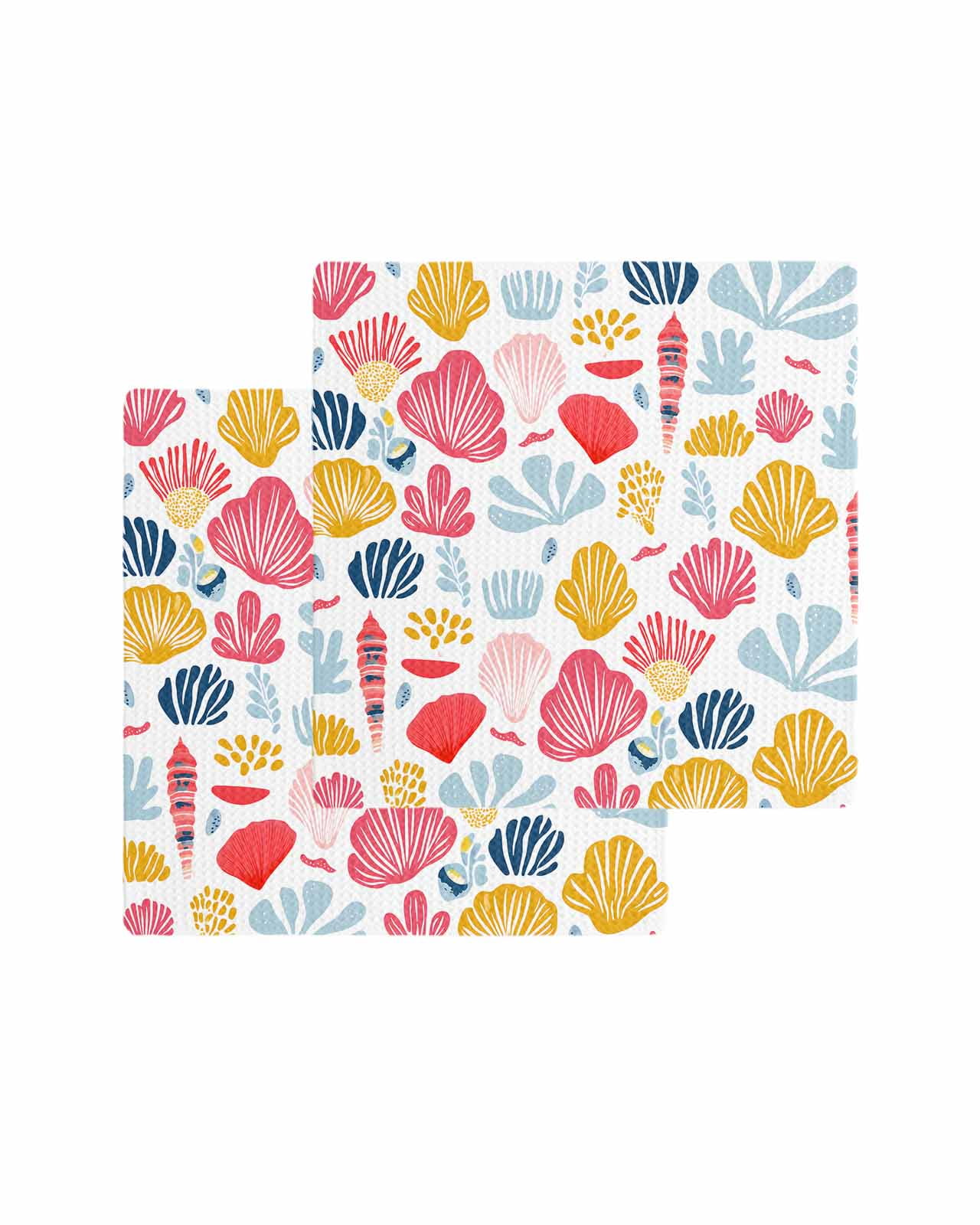 Colorful Coastal Shells Kitchen Dish Towels for Drying Dishes Set of 2 ...