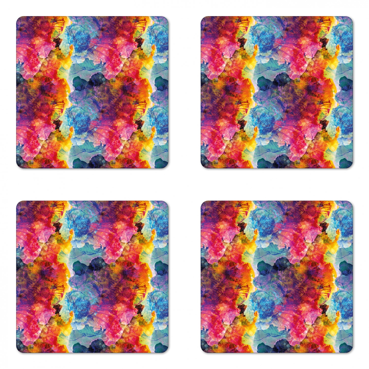 Colorful Coaster Set of 4, Abstract Modern Art Expression Pattern ...