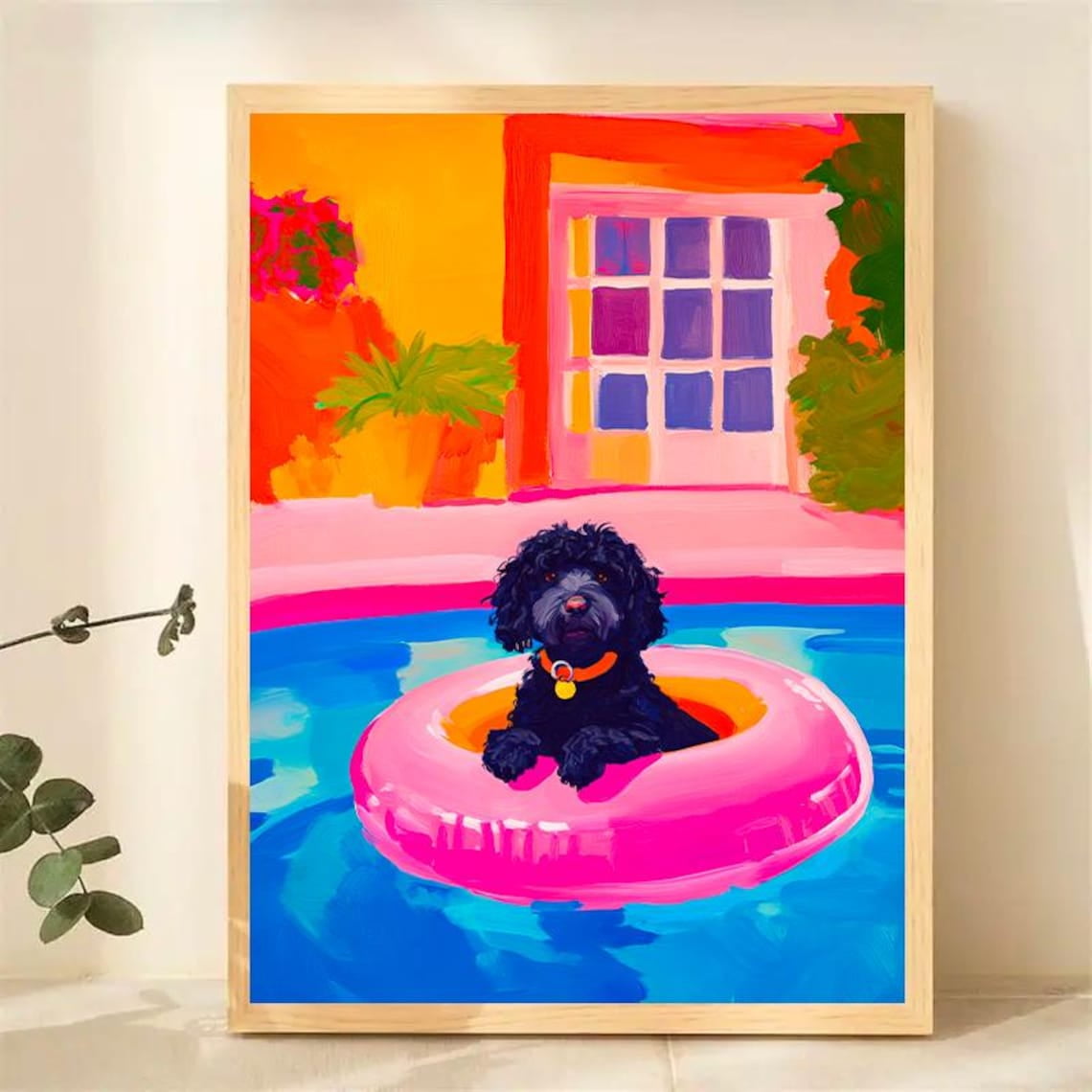 Colorful Cocker Spaniel Pool Art, Maximalist Wall Art, Dopamine Decor ...