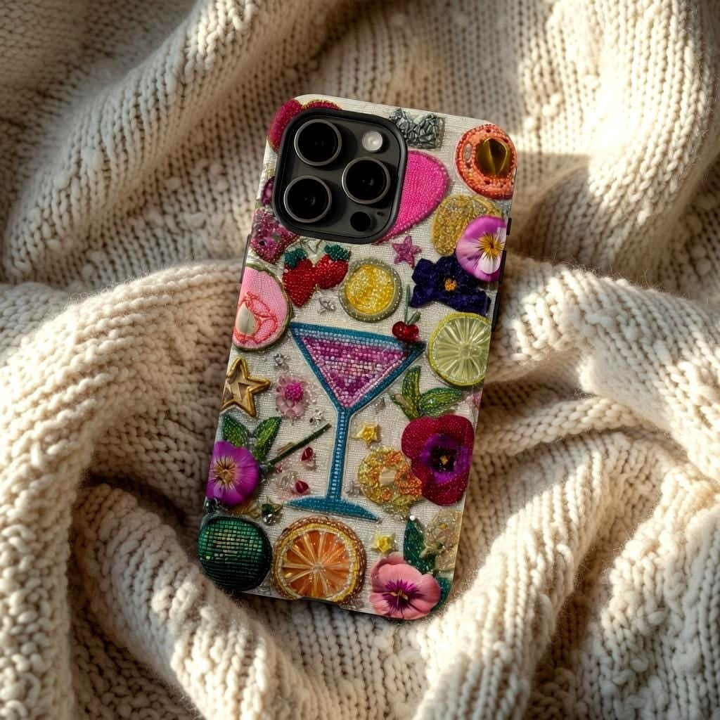 Colorful Cocktail Charm Case - Luxury Martini Glass Collage Tough ...