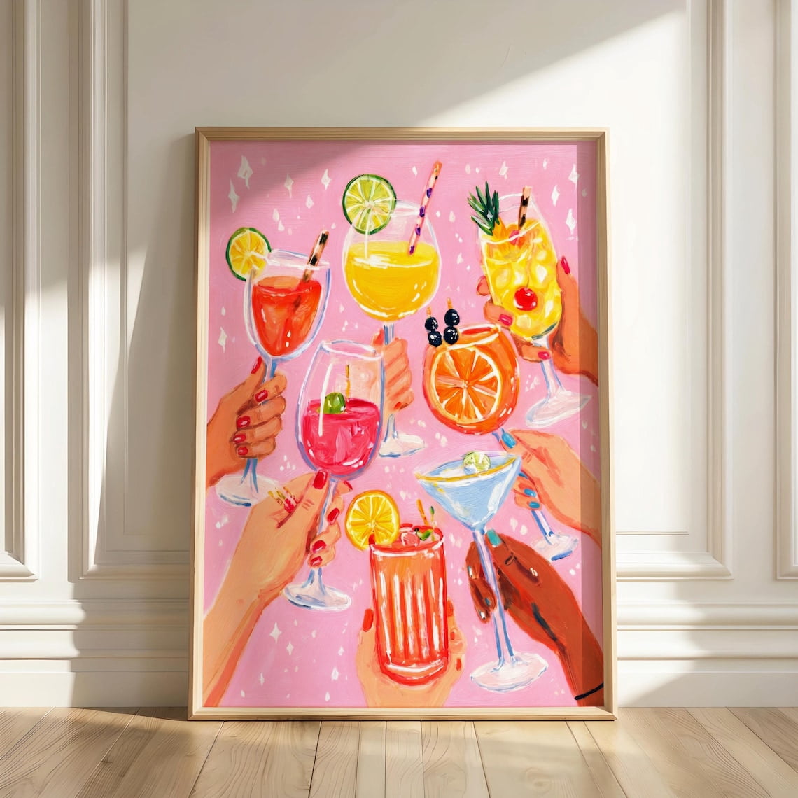 Colorful Cocktail Girls Night Cheers Pink Dopamine Inclusivity Bar Cart ...