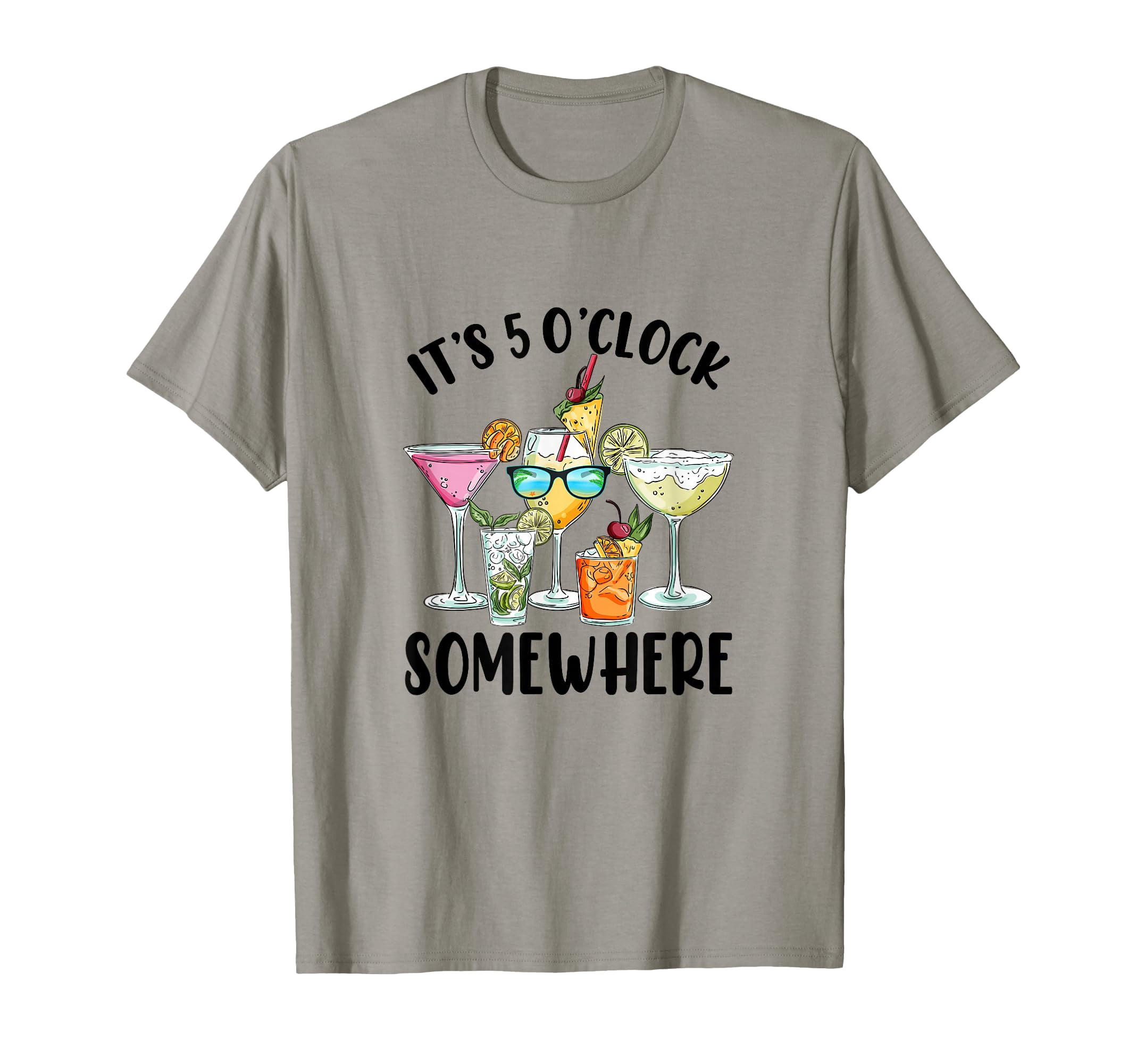 Colorful Cocktail Illustration "It's 5 O'clock Somewhere" Beach T-Shirt ...