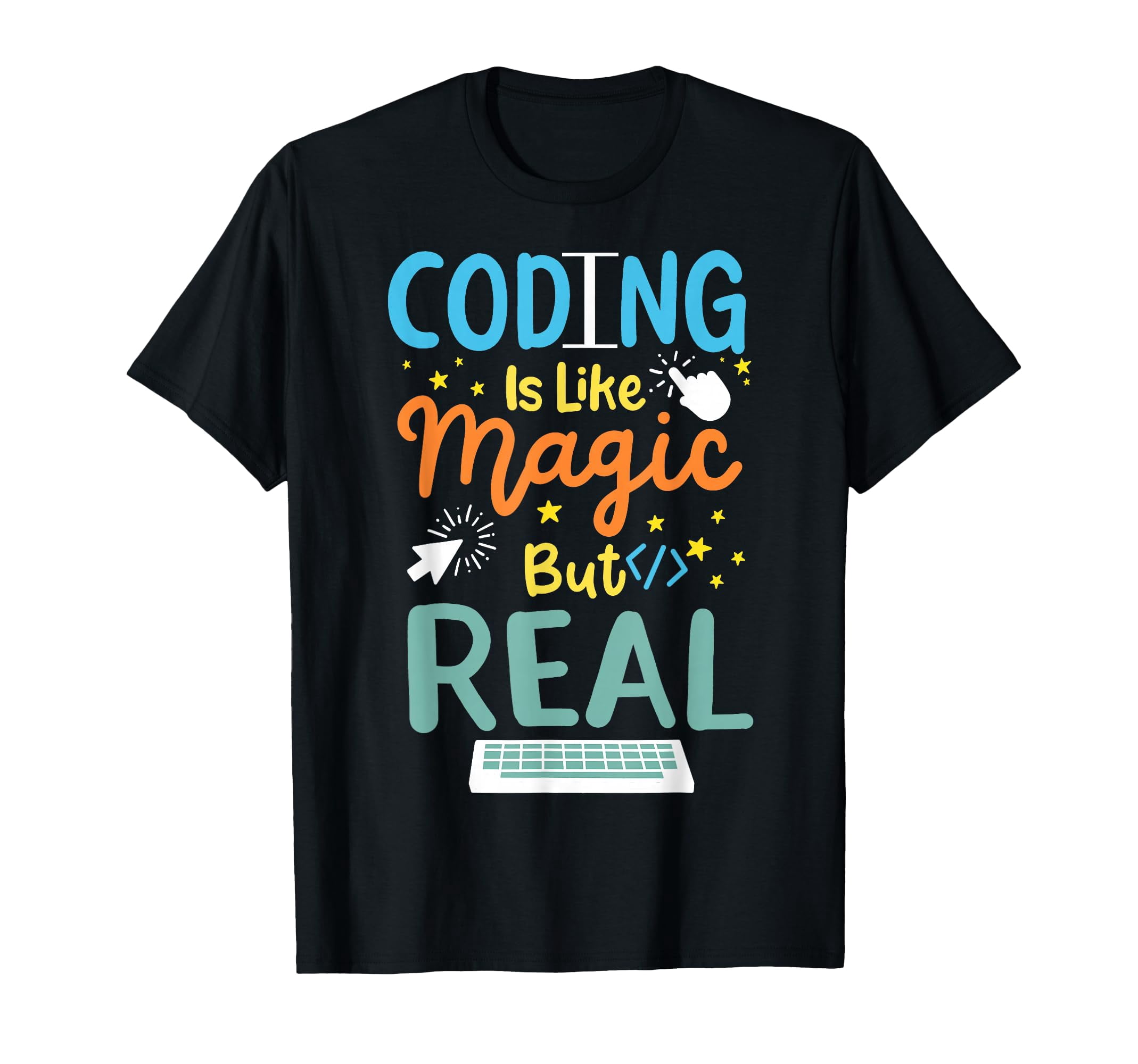 Colorful Coding Magic Graphic T-Shirt for Computer Science Enthusiasts ...