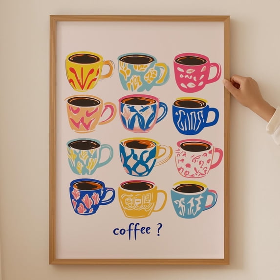 Colorful Coffee Lover Poster Trendy Espresso Wall Art for Kitchen room ...