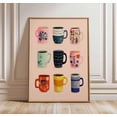 Colorful Coffee Mugs Poster, Cute Kitchen Wall Art, Unframed Paper ...