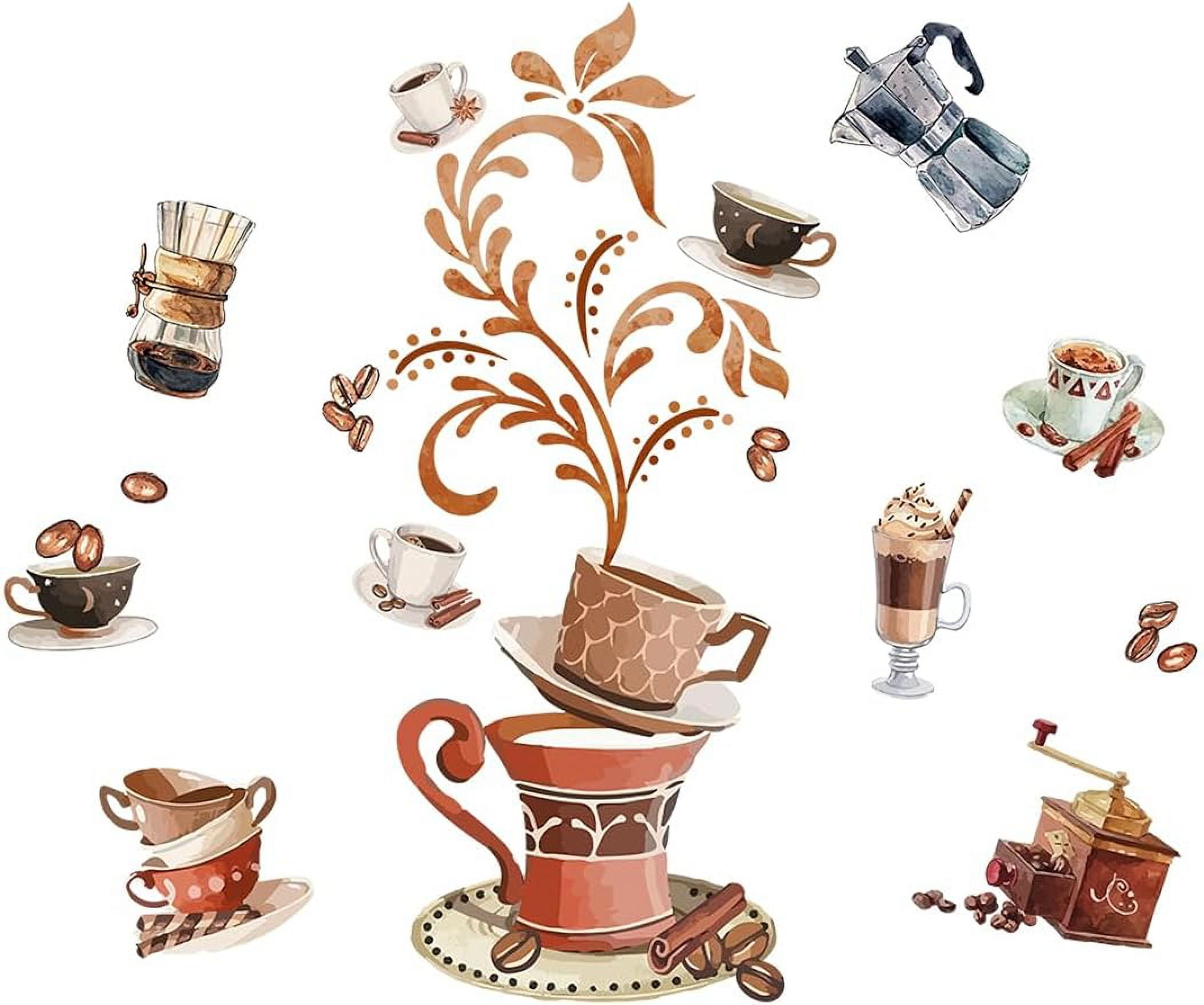 Colorful Coffee Wall Sticker Coffee Beans Wall Decals Coffee Pattern ...