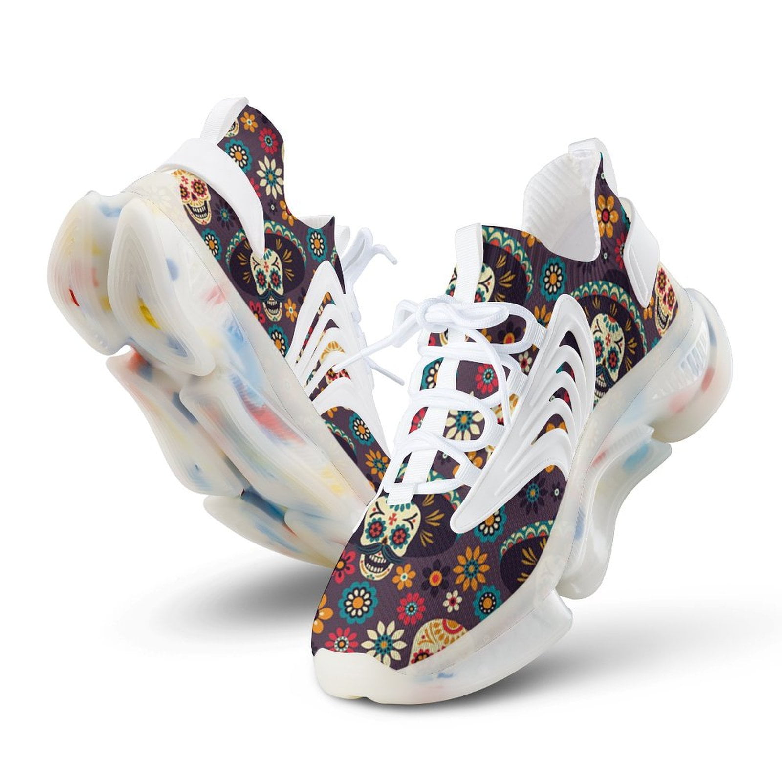 Colorful Collection of Skulls And Flowers Walking Shoes for Men Woman ...