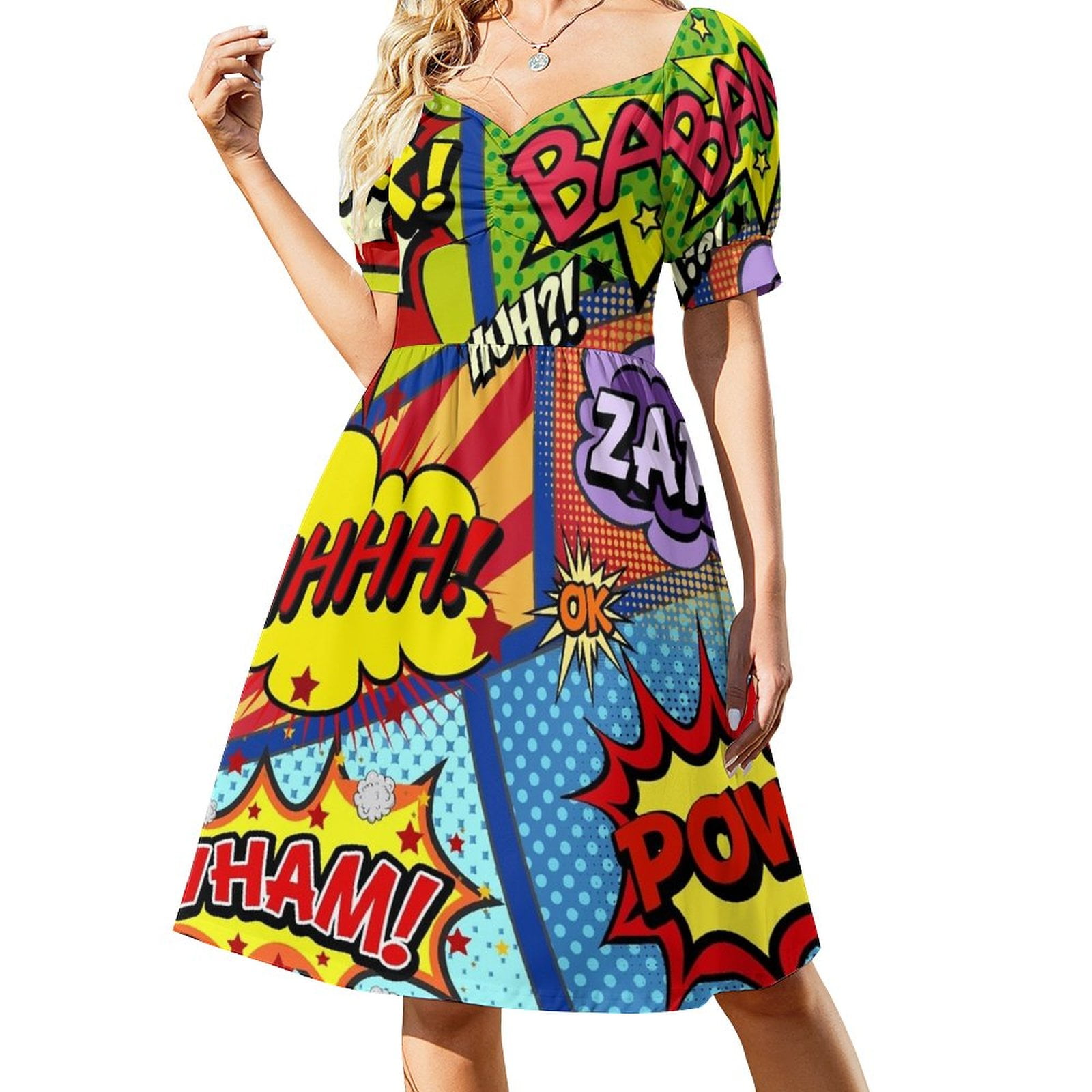 Colorful Comic Book Panels Sleeveless Dress elegant dress Aesthetic ...