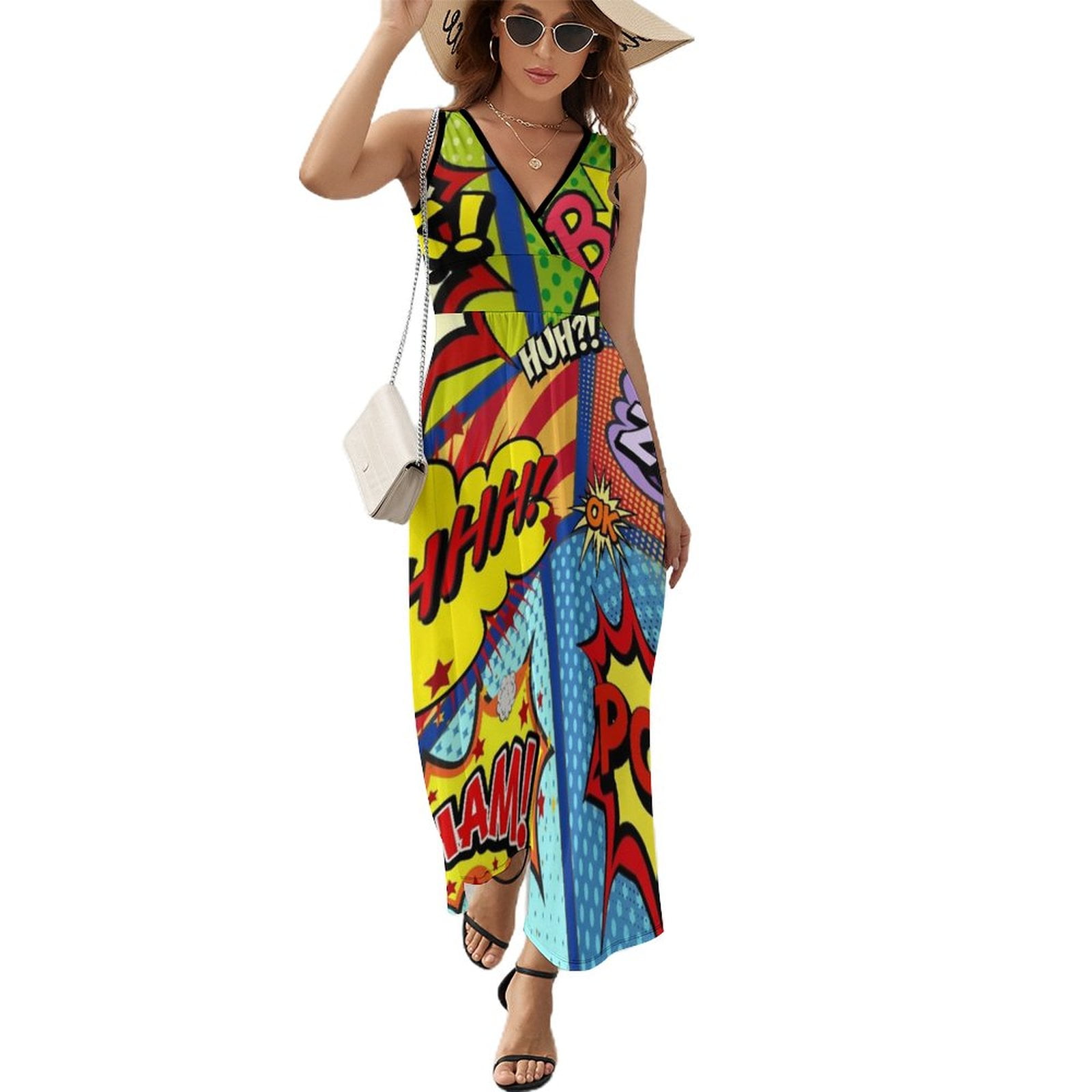 Colorful Comic Book Panels Sleeveless Dress summer clothes fairy dress ...