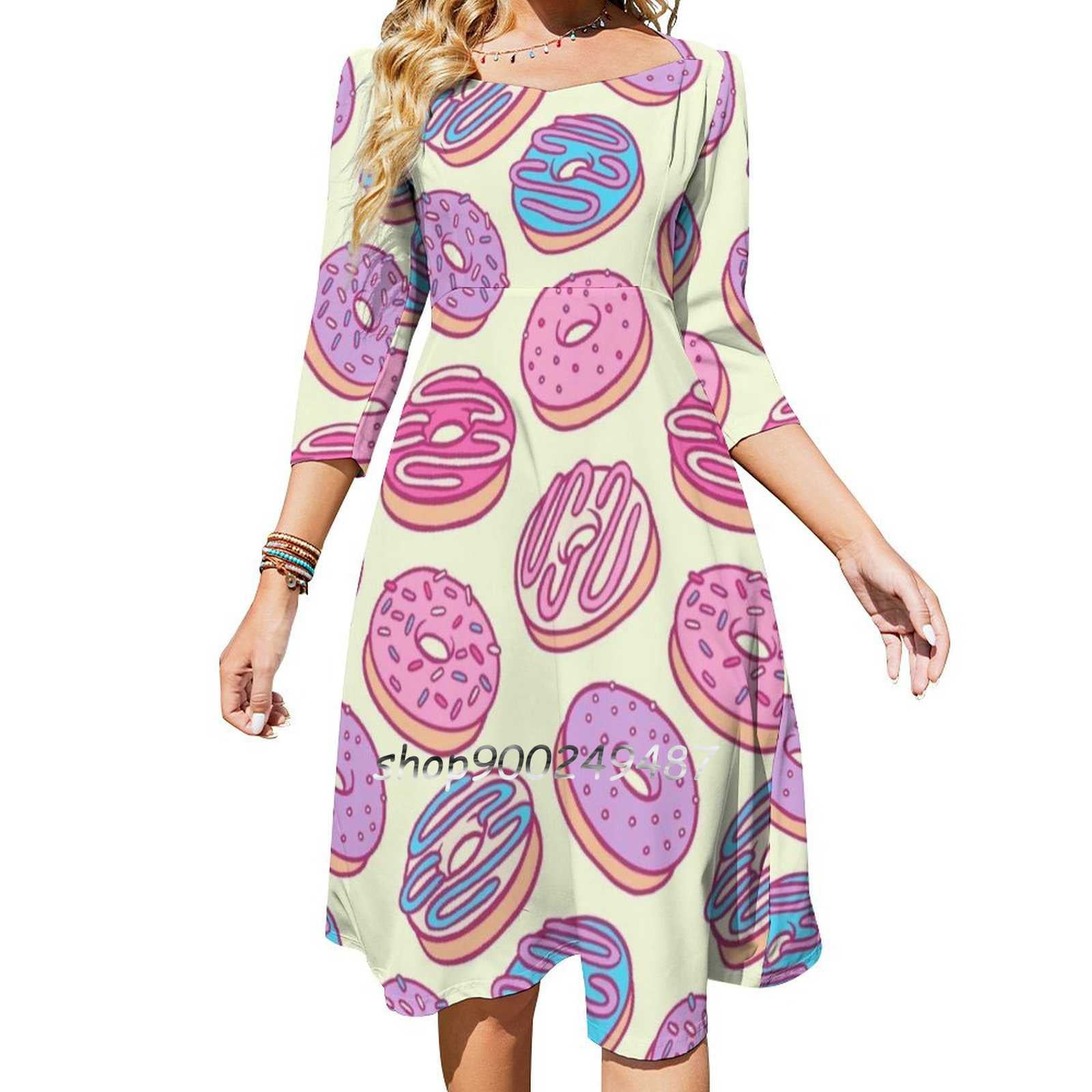 Colorful Comic Book Panels Square Neck Dress Sweet Summer Dress Women ...