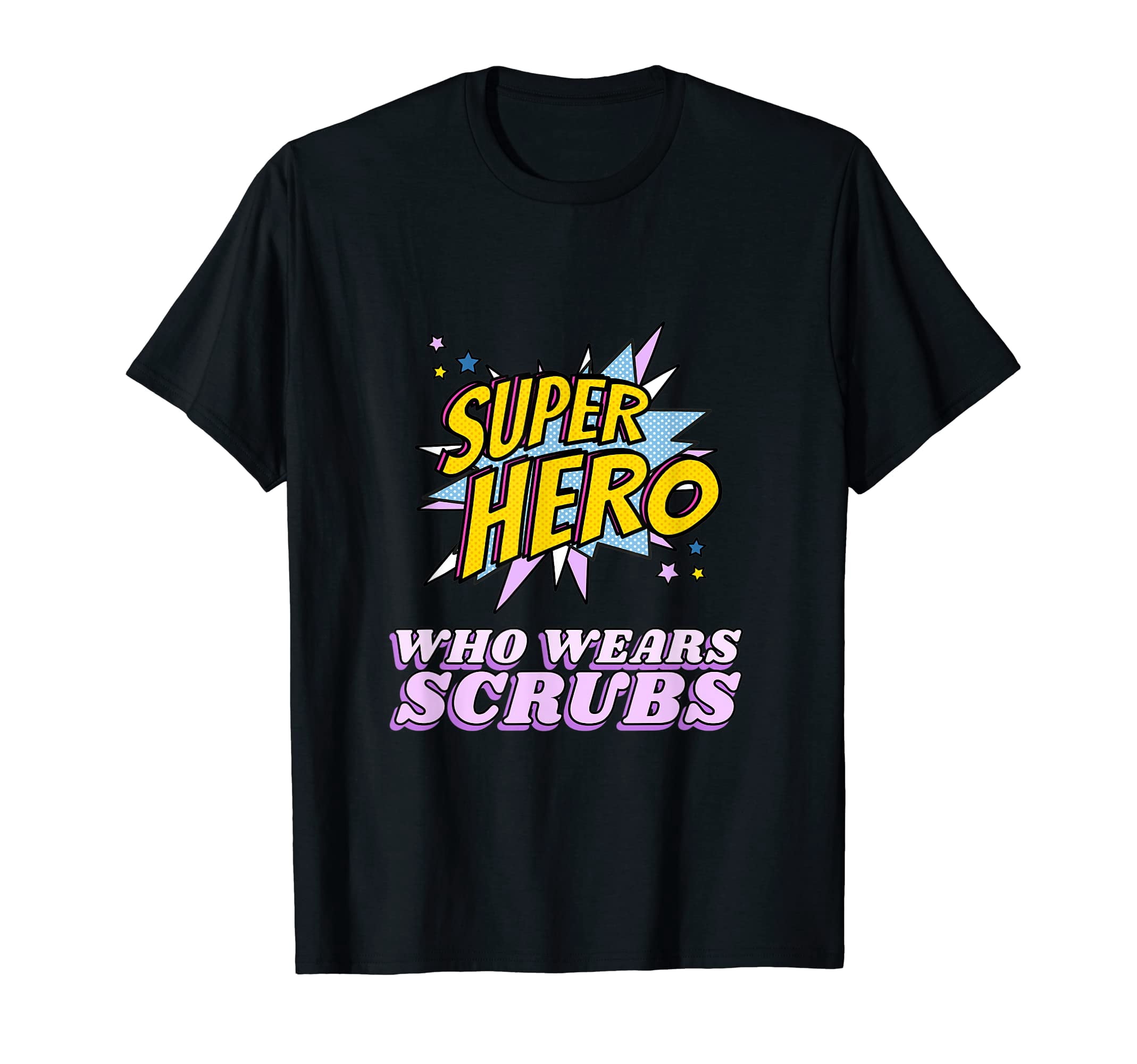 Colorful Comic-Style Superhero Scrubs T-Shirt for Essential Healthcare ...