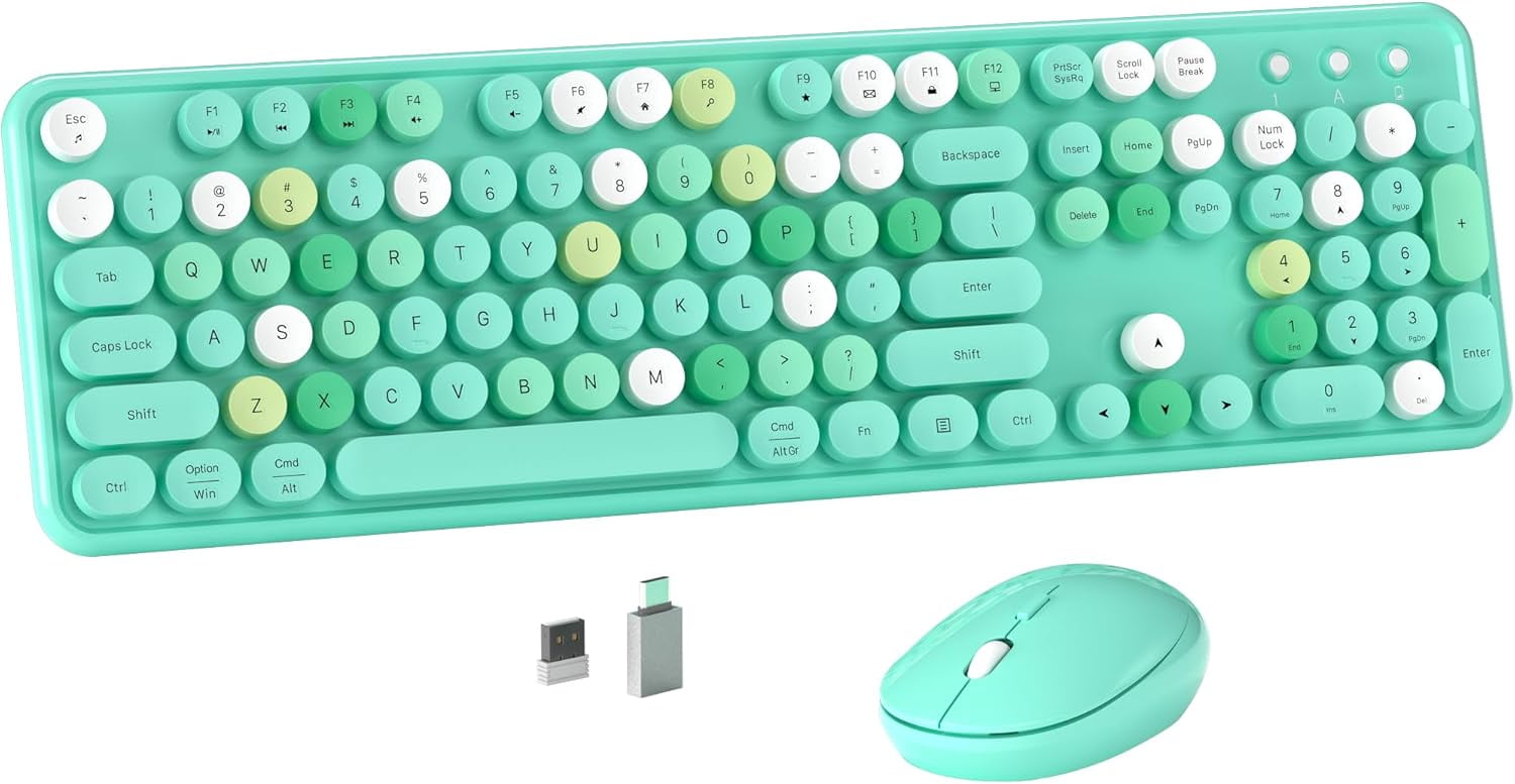 Colorful Computer Keyboard and Mouse Combo with Round Typewriter ...