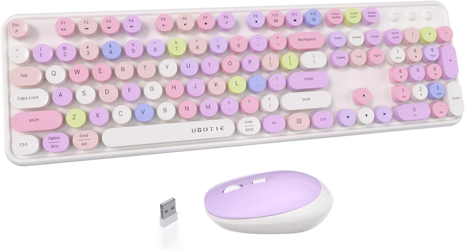 Colorful Computer Wireless Keyboard Mouse Combos, Typewriter Flexible ...