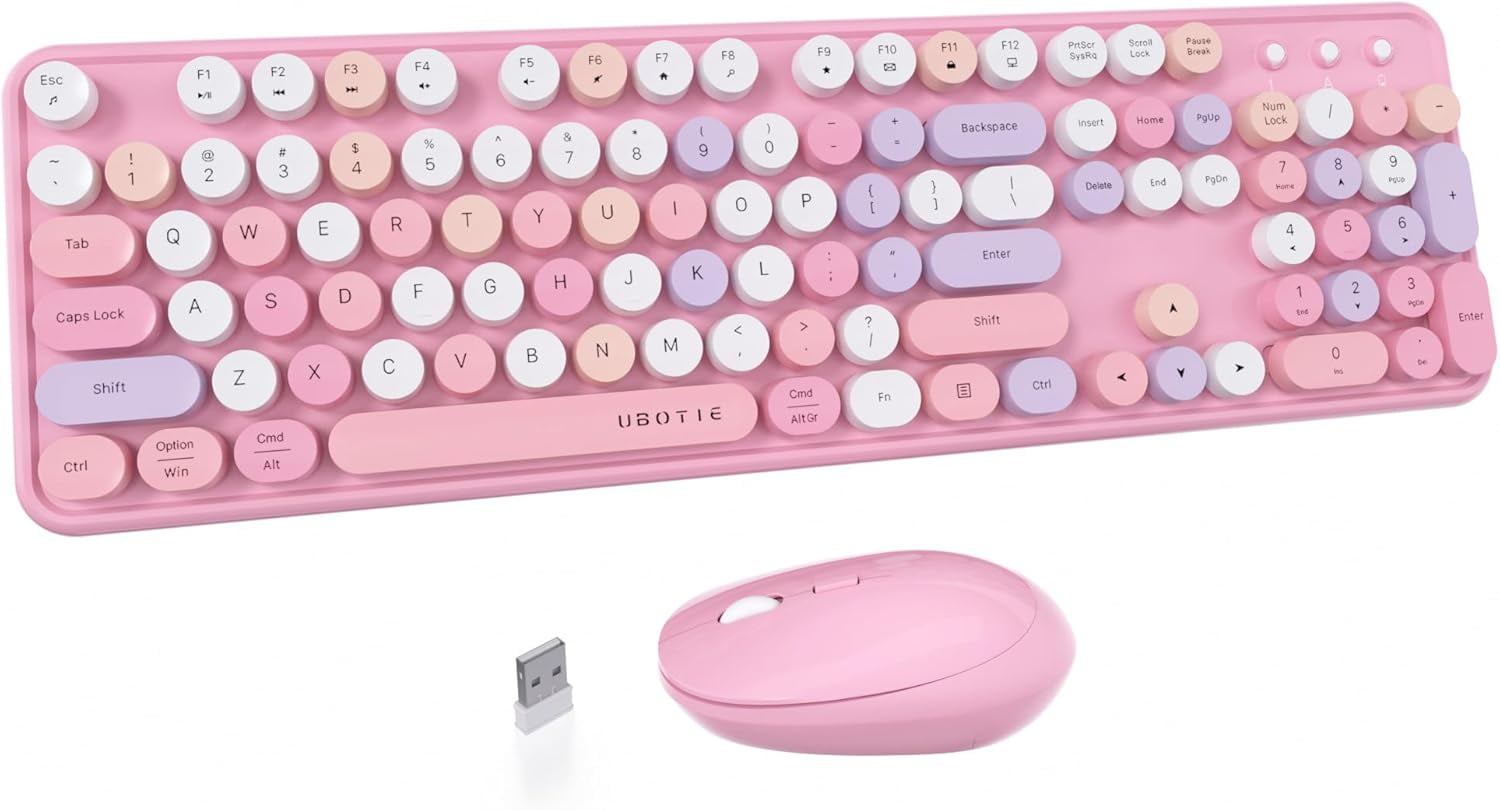 Colorful Computer Wireless Keyboard Mouse Combos, Typewriter Flexible ...