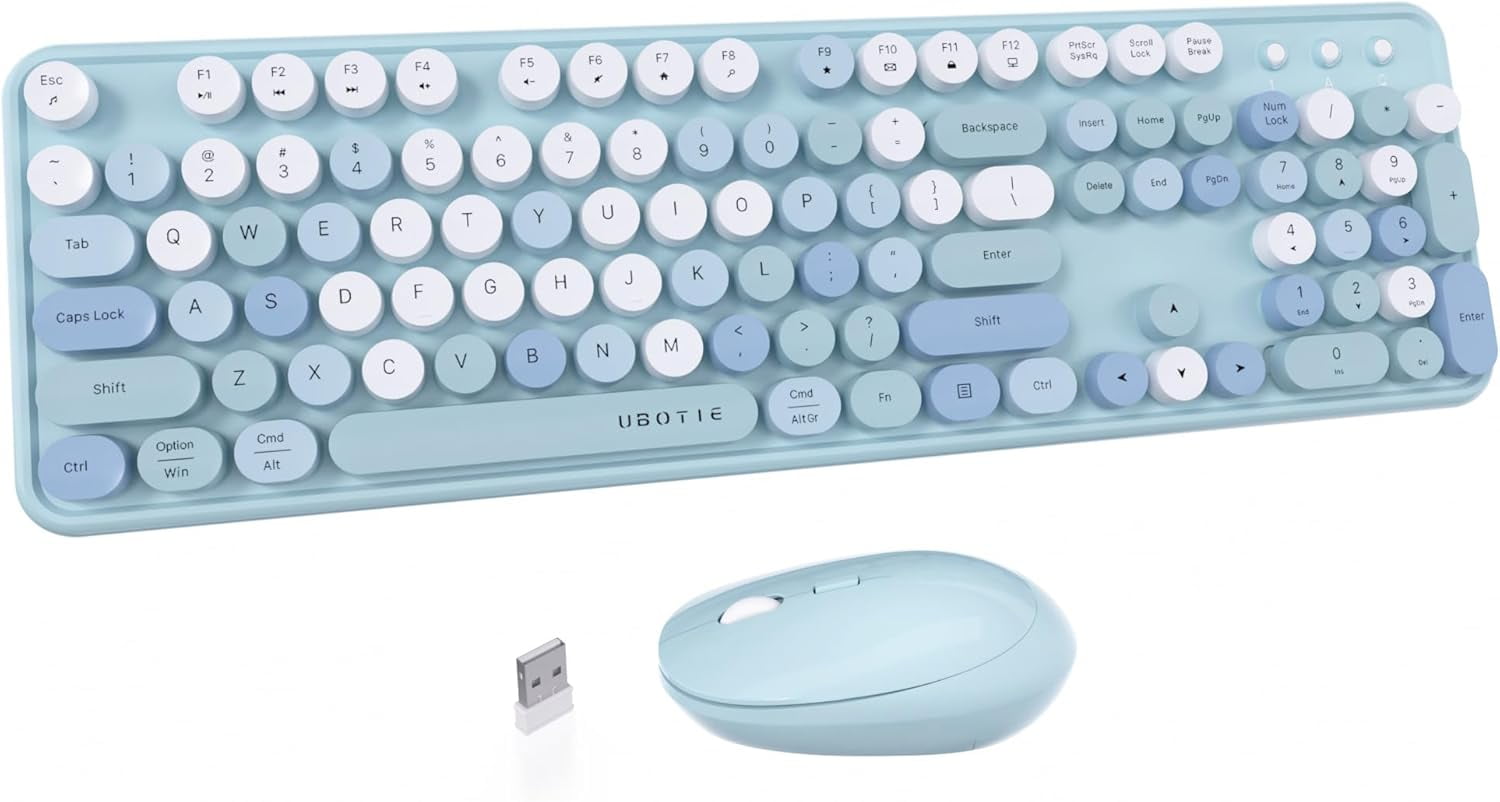 Colorful Computer Wireless Keyboard Mouse Combos, Typewriter Flexible ...