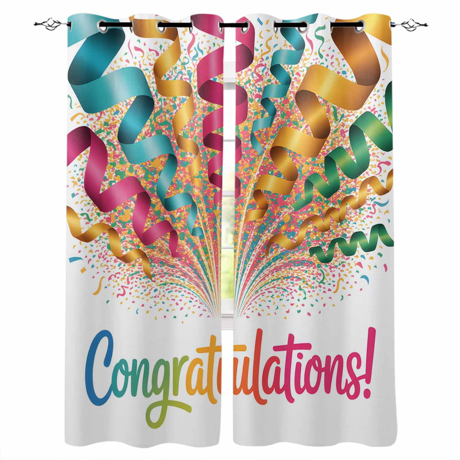 Colorful Congratulations Blackout Curtains for Bedroom Living Room ...