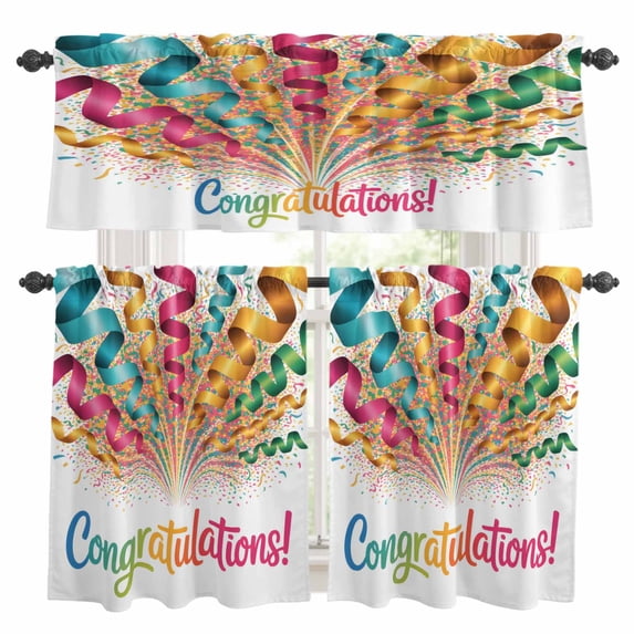 Colorful Congratulations Kitchen Curtains Sets for Windows 24 Inch ...
